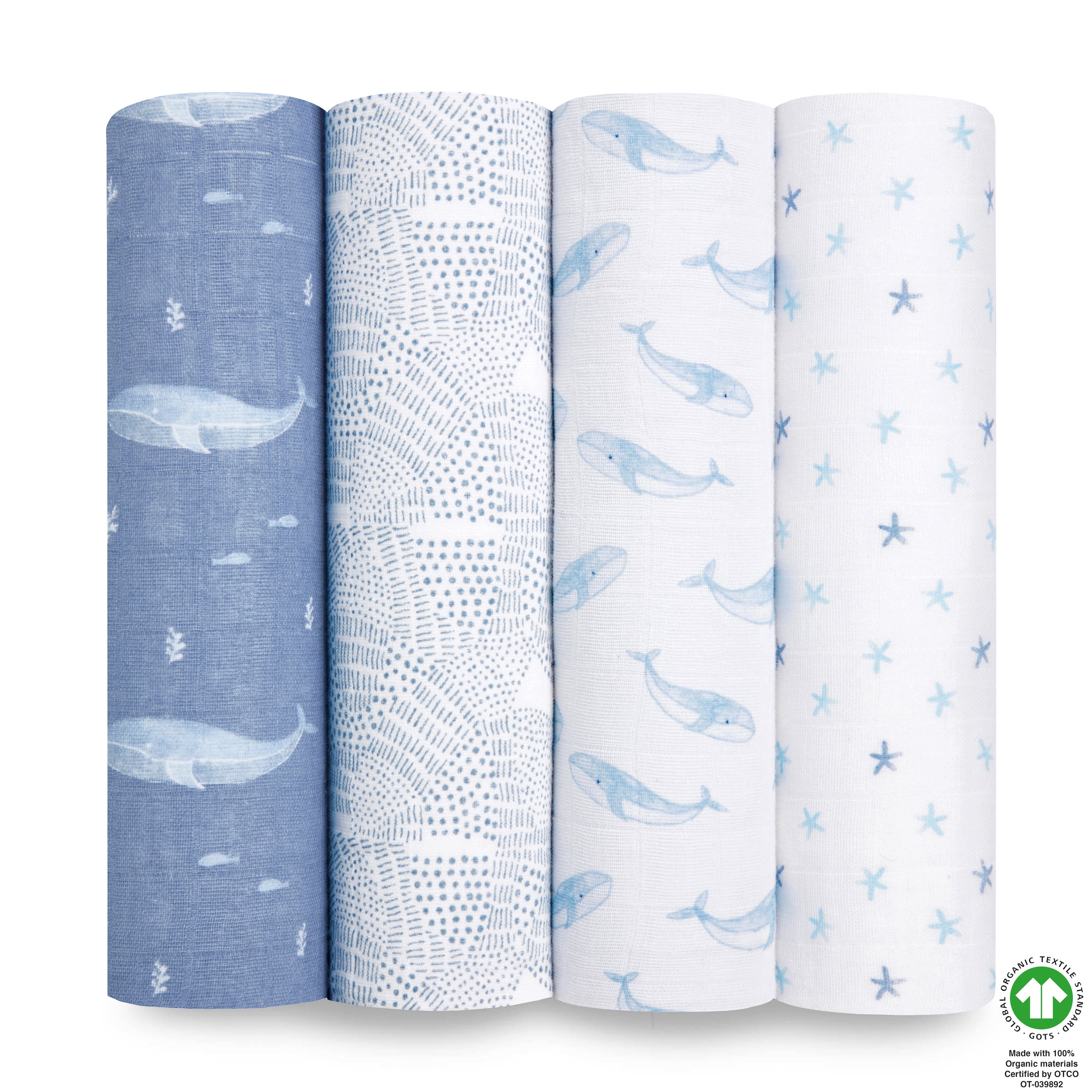 aden + anais™ Organic Cotton Muslin Swaddle Blanket, Blue Oceanic ...
