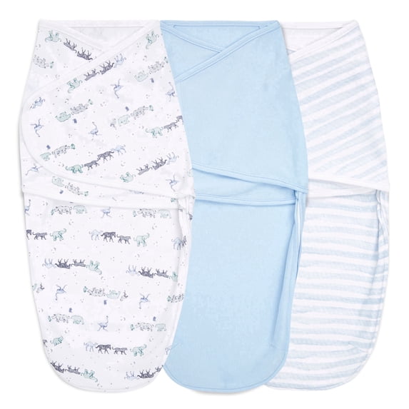 aden + anais Essentials Wrap Swaddles, 100% Cotton, Blue Rising Star, 0 ...