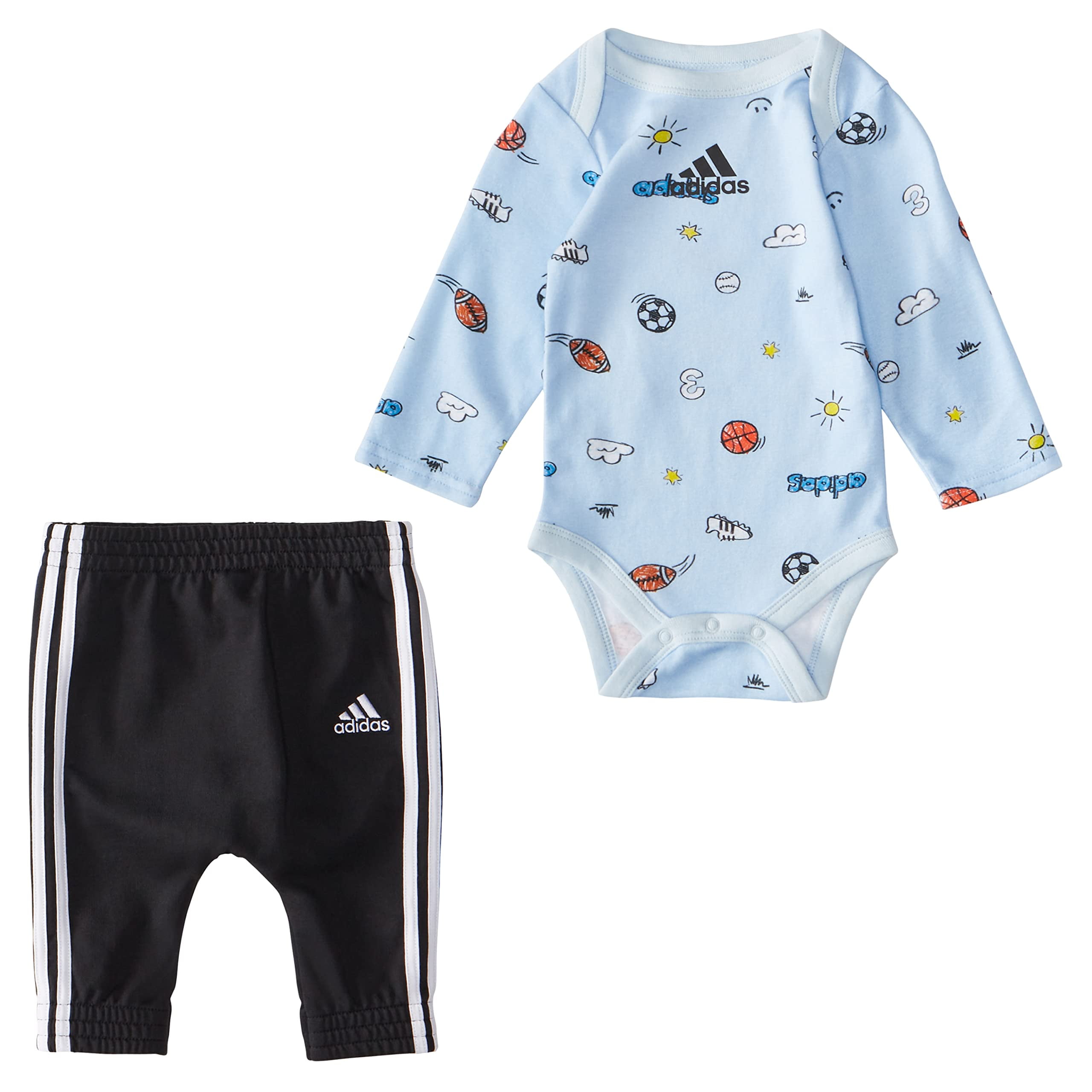 adidas Boys' IB LS AOP BODYSHRT & Jog Set, Light Blue, 9 Months - Walmart.com