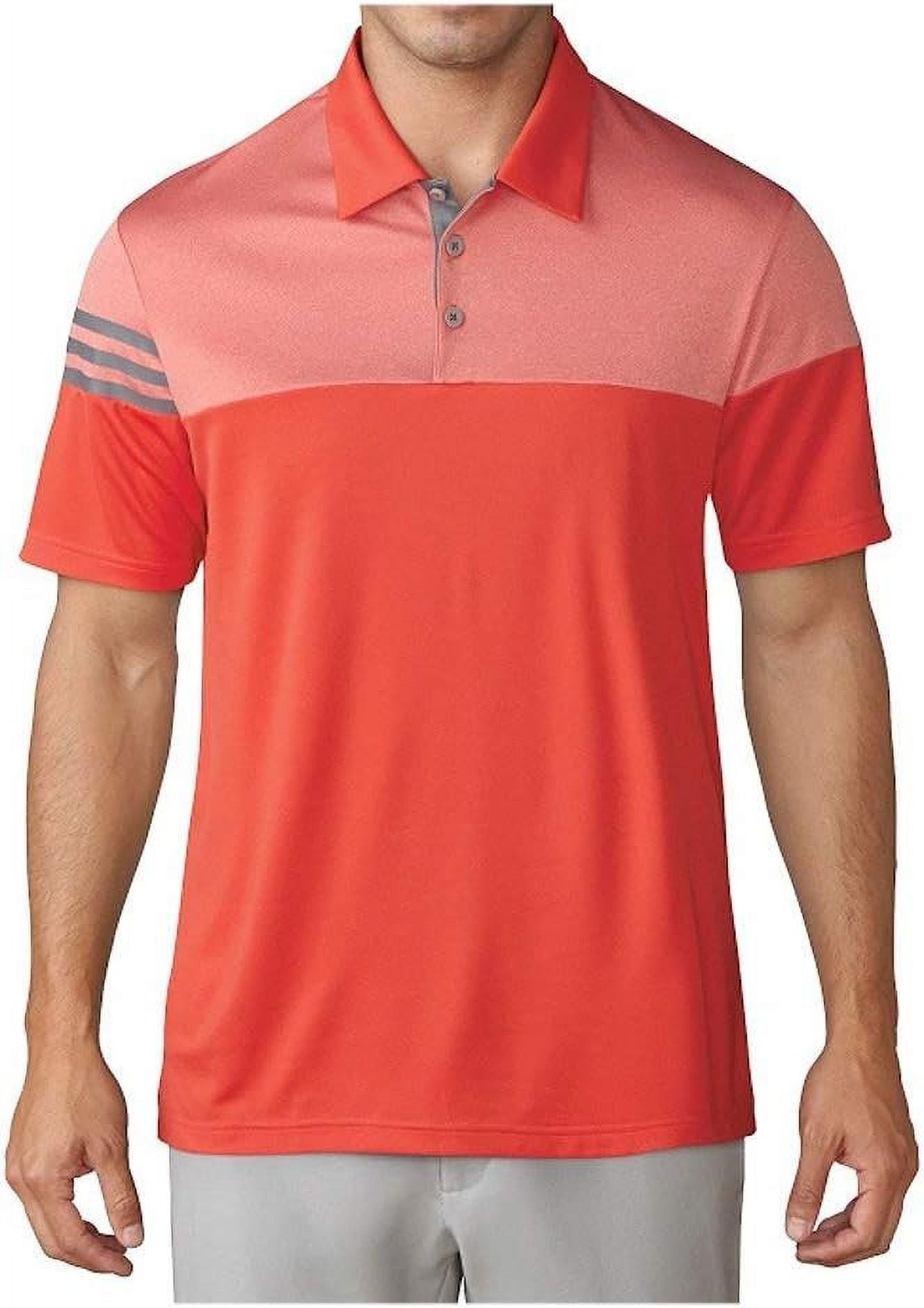adidas Golf Men's Golf 3-Stripes Heather Block Polo Shirt, Blaze Orange ...