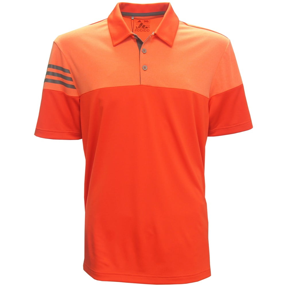 adidas Golf Men's Golf 3-Stripes Heather Block Polo Shirt, Blaze Orange ...
