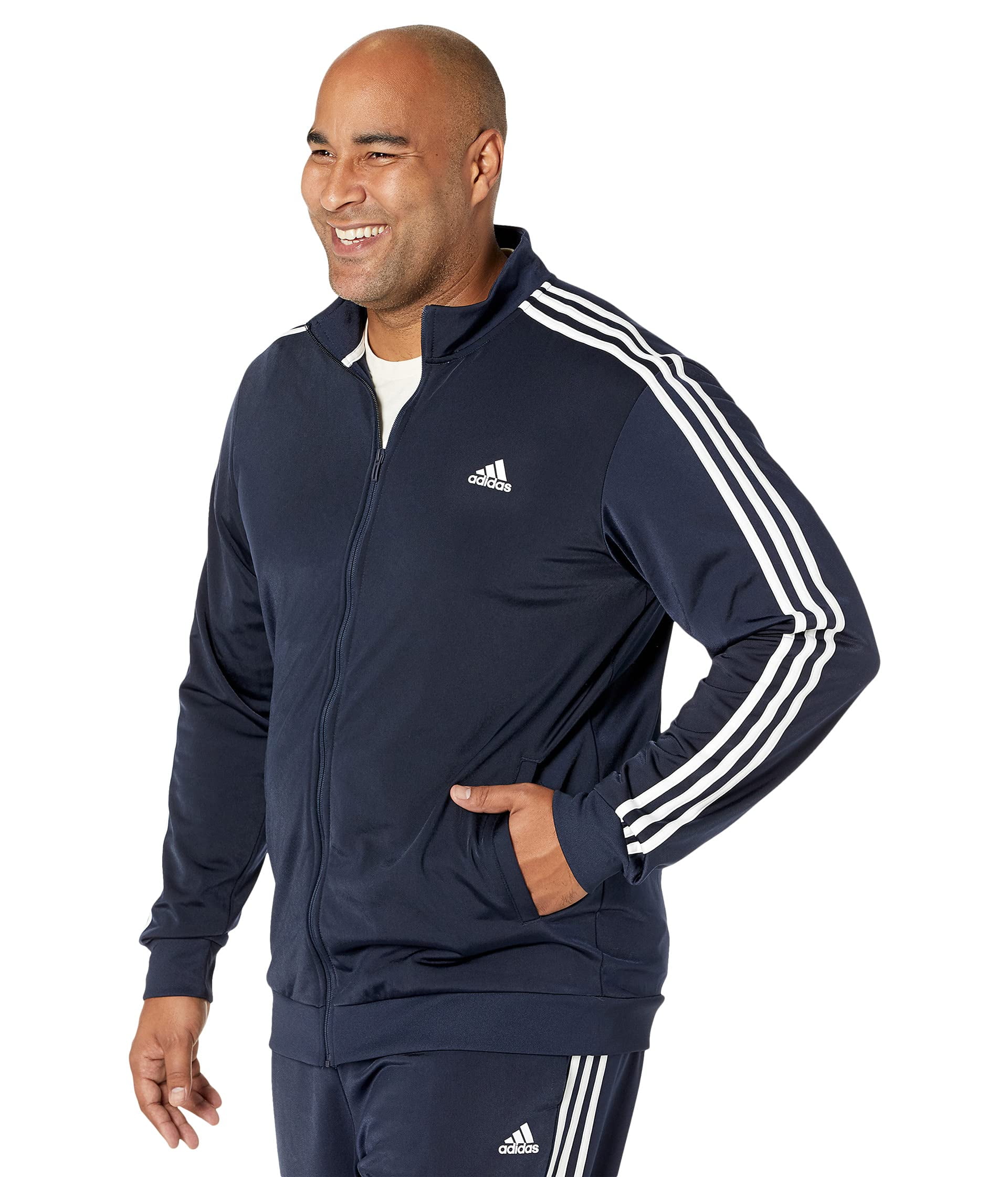 adidas Men's Big Essentials Warm-Up 3-Stripes Track Top, Legend Ink ...
