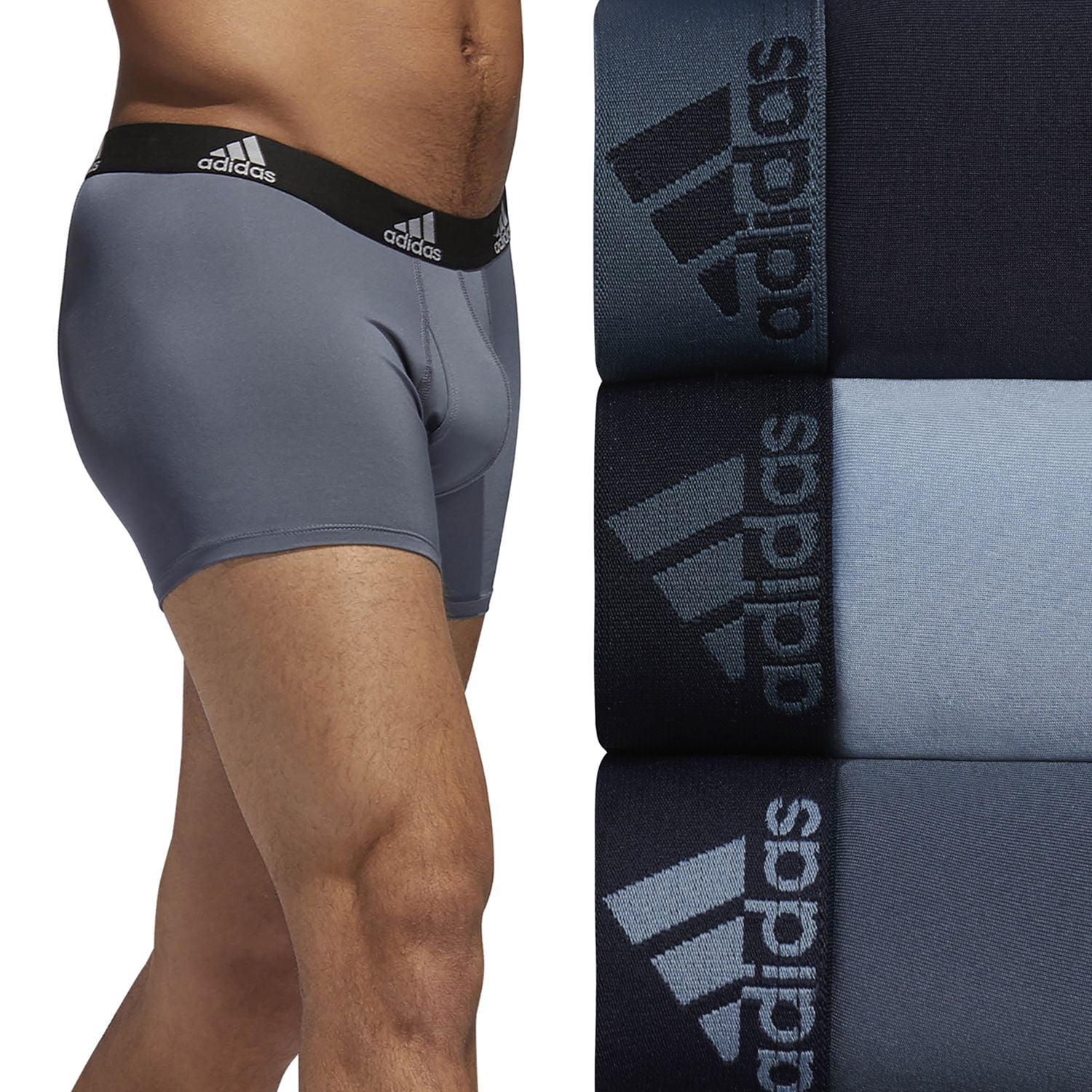 adidas Men's Performance Trunk Underwear (3-Pack), Onix Grey/Black/Grey, XX-Large - Walmart.com