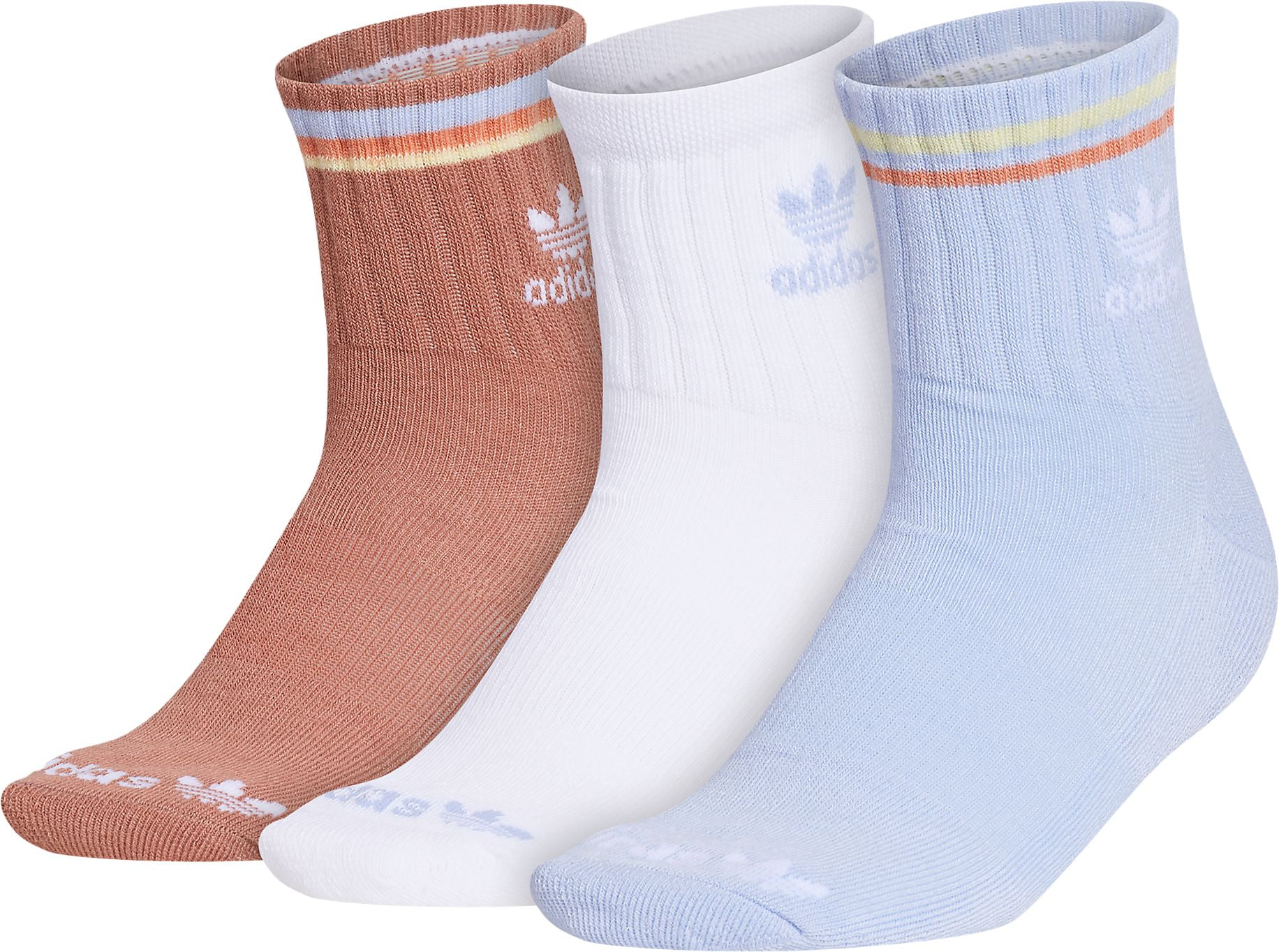 adidas Originals Women's Color Quarter Socks - 3 Pack (Blue/White/Brown ...