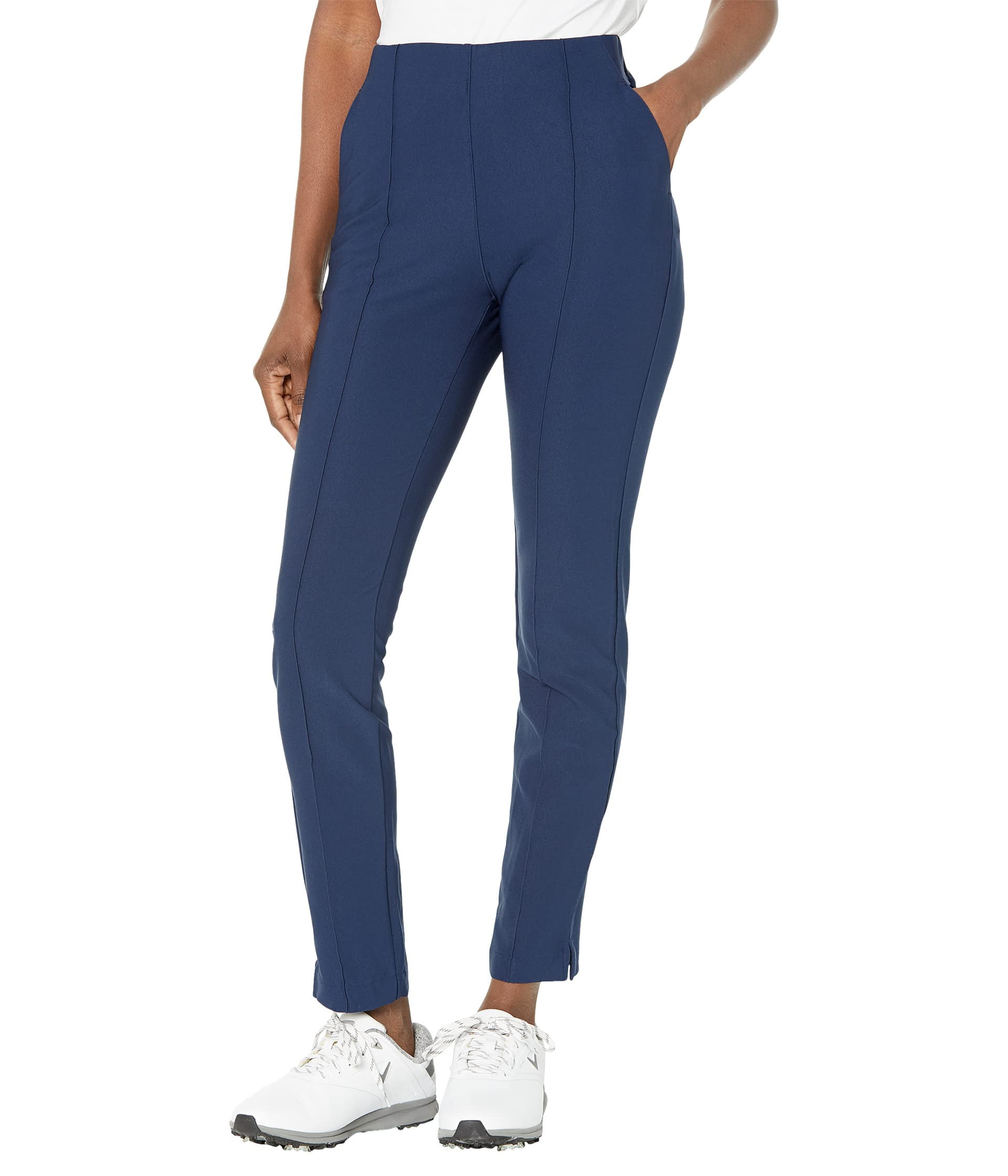 adidas Pin Tuck Pull-On Pants (Womens, Collegiate Navy, LG, 31.5 ...