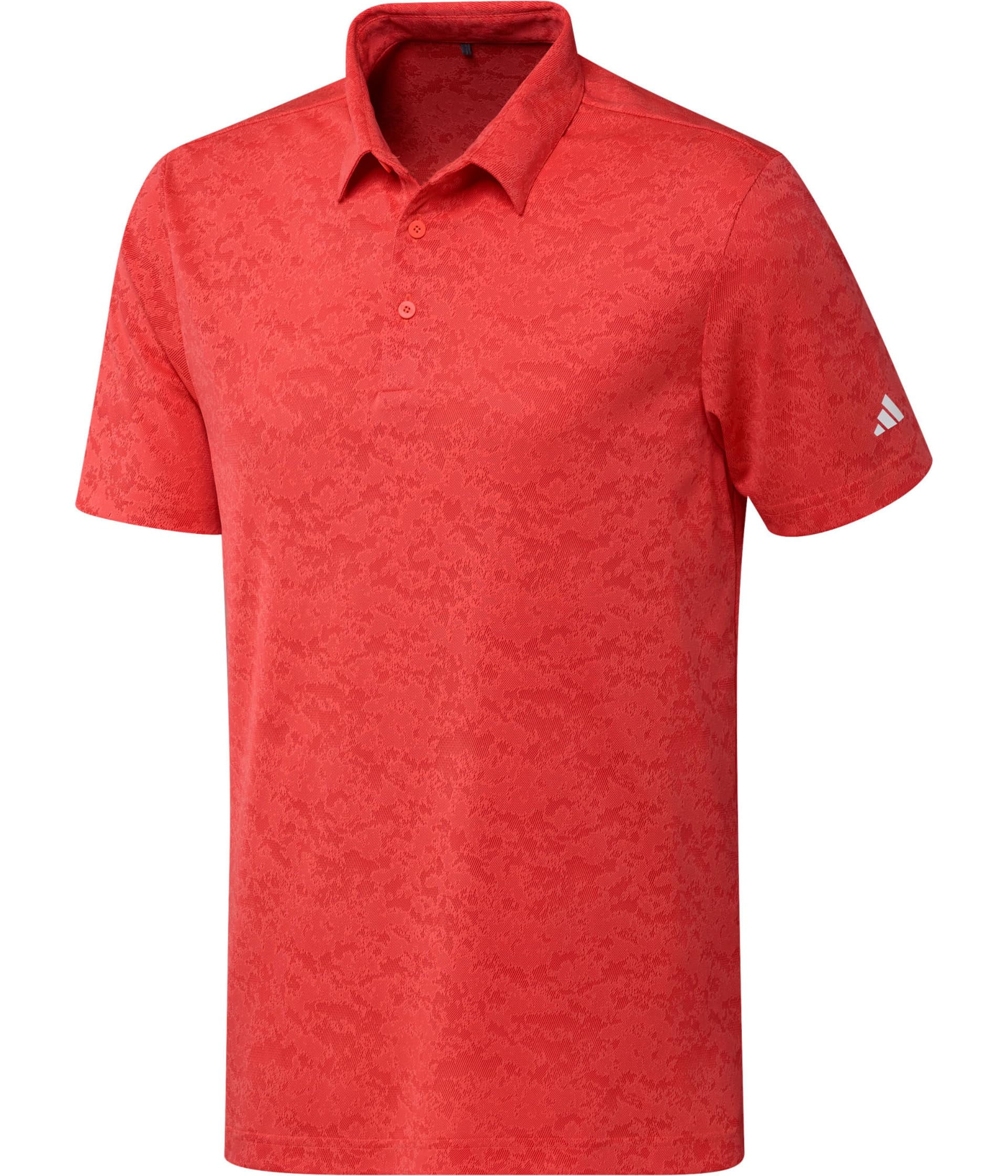 adidas Textured Jacquard Golf Polo Shirt (Mens, Bright Red, MD, One ...