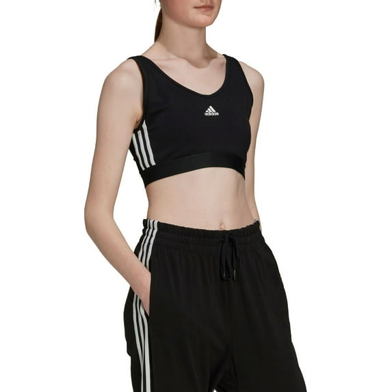 adidas Women's Essentials 3-Stripes Crop Top (Black/White, M) - Walmart.com
