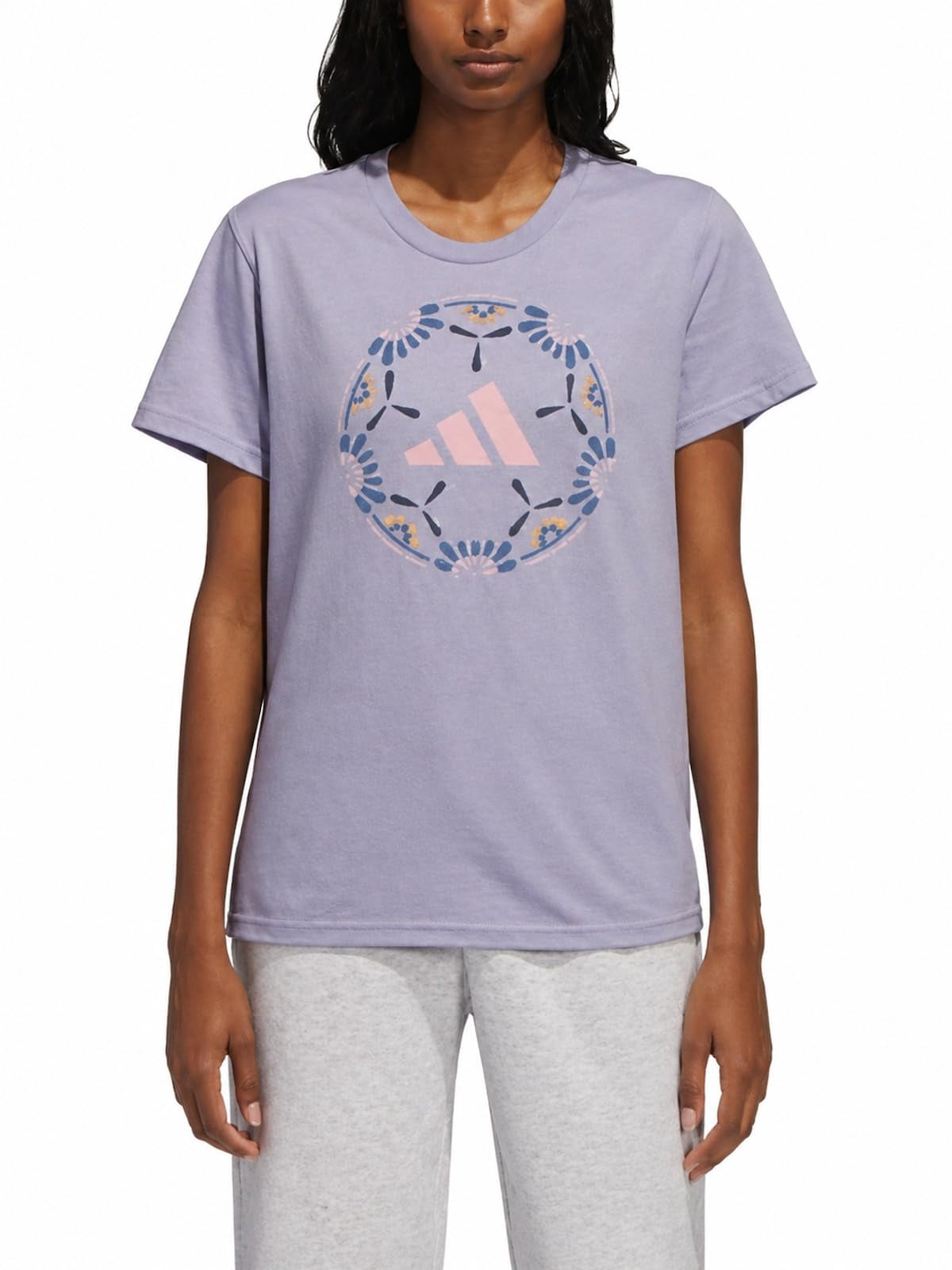 adidas Women's Short Sleeve Cotton Soccer Ball Graphic Tee Shirt (US ...