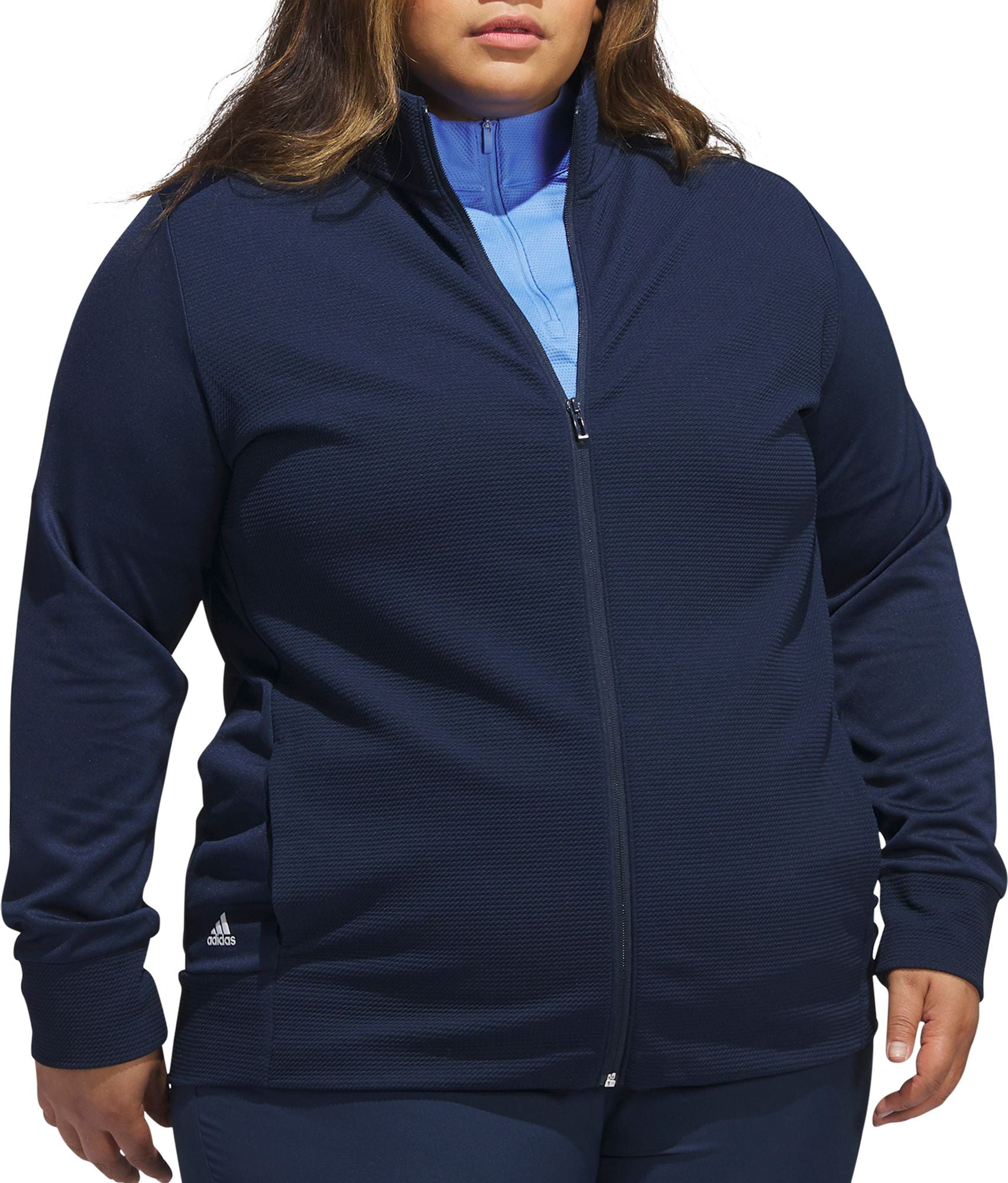 adidas Women's Textured Full Zip Golf Jacket (Collegiate Navy, M ...