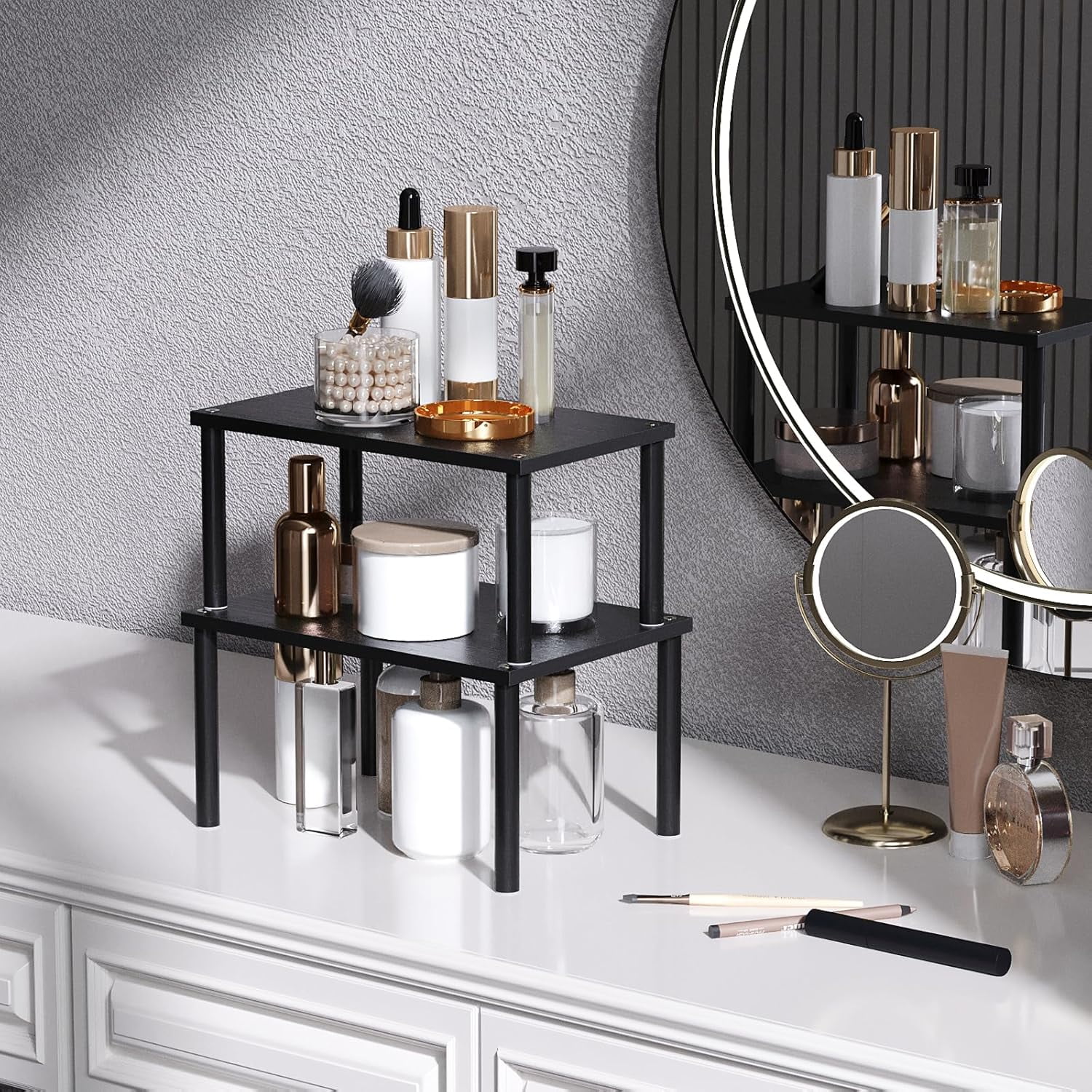 aduiopbnk Cabinet Organizer Shelf() Kitchen Counter Shelves Bamboo ...