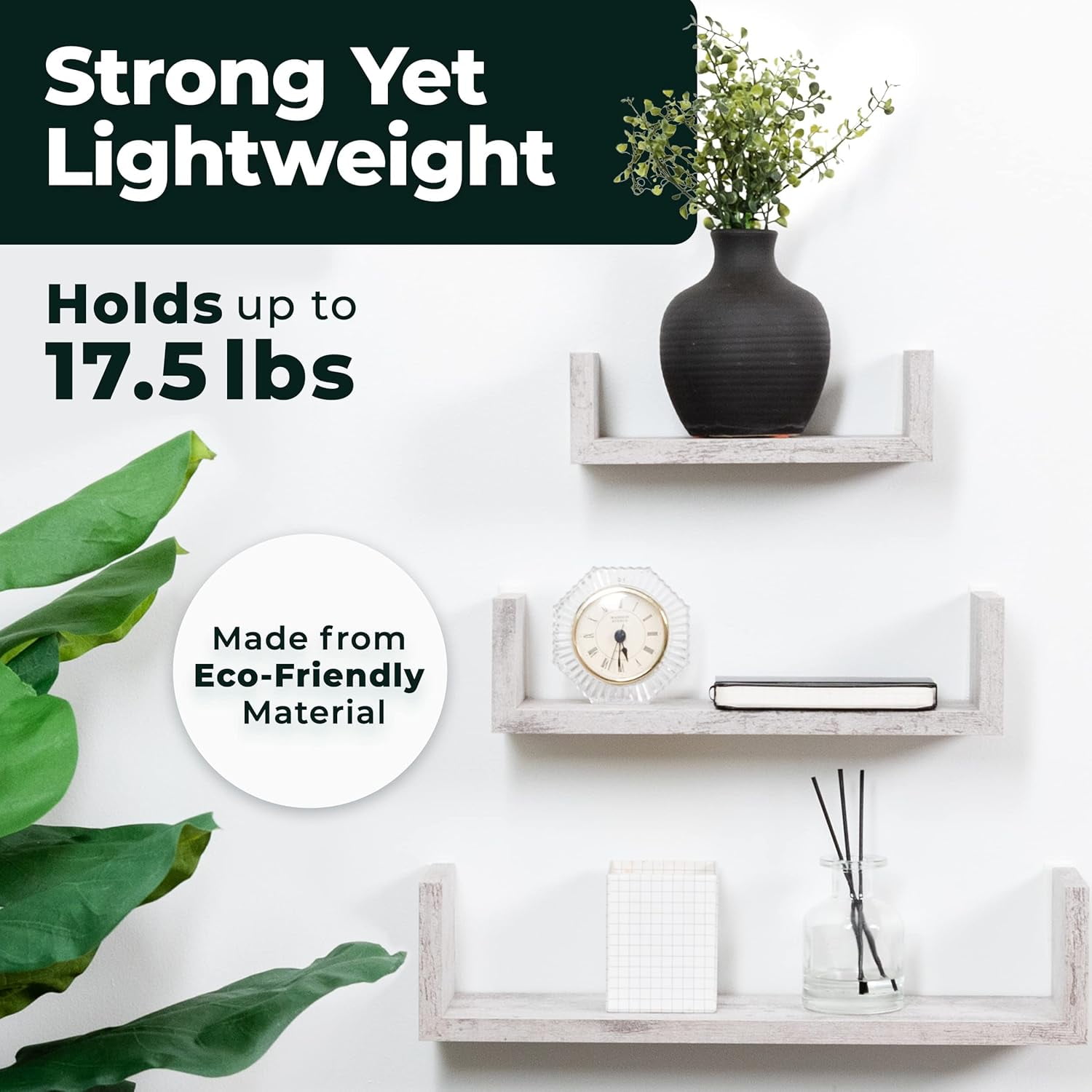 aduiopbnk Floating \u201CU\u201D Shelves Easy-to-Assemble Floating Wall ...