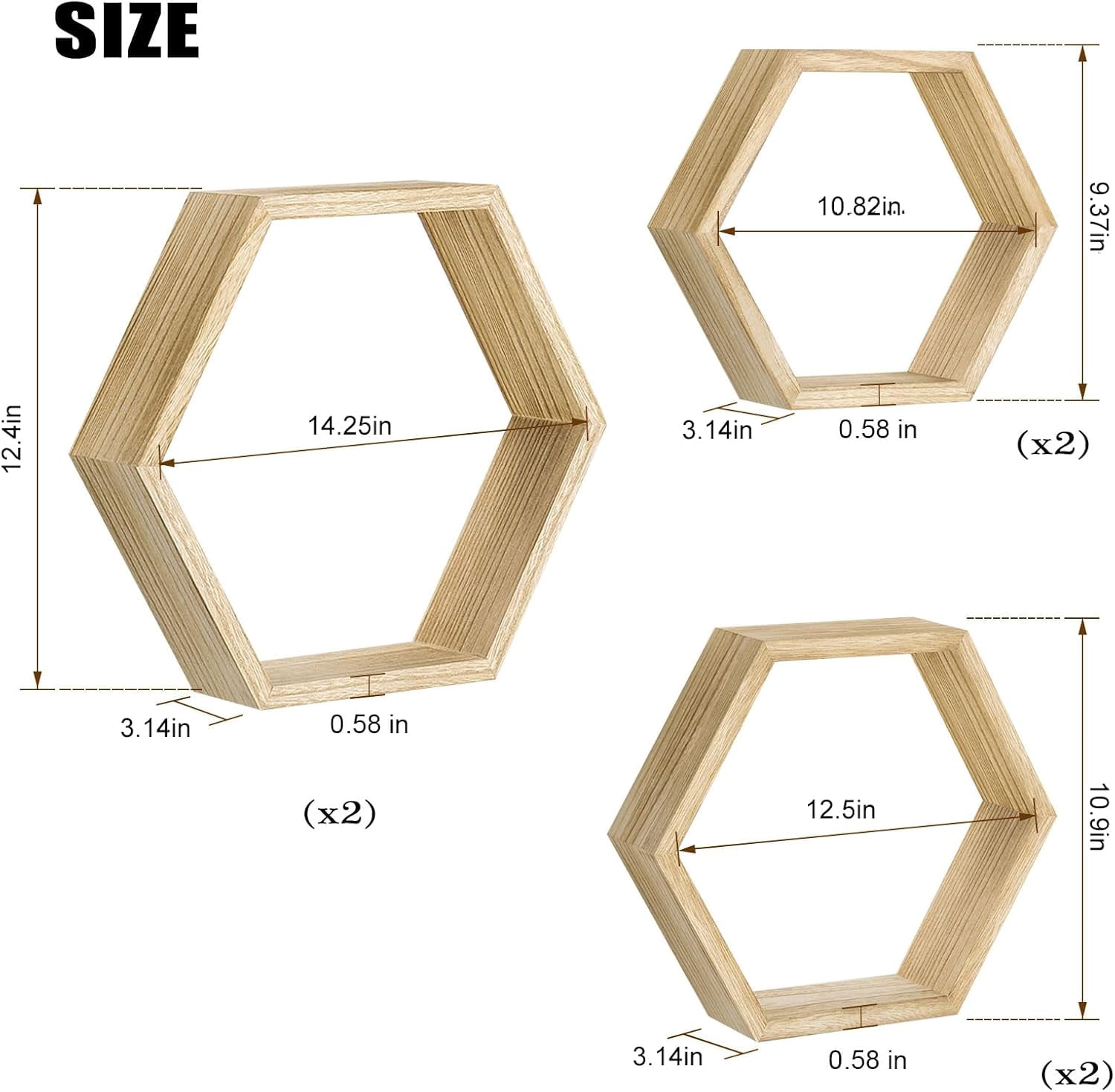 aduiopbnk Hexagon Floating Shelves Honeycomb Shelves for Wall Wood ...