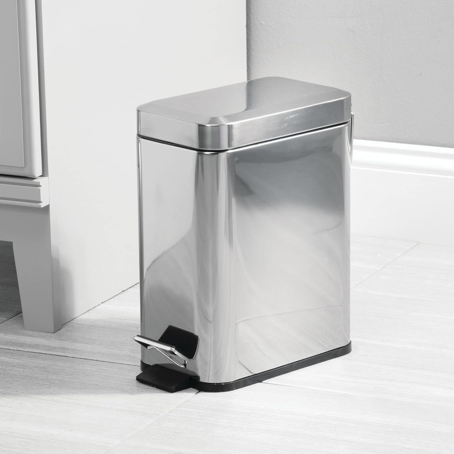 aduiopbnk Small Modern 1.3 Gallon Rectangle Metal Lidded Step Trash Can ...