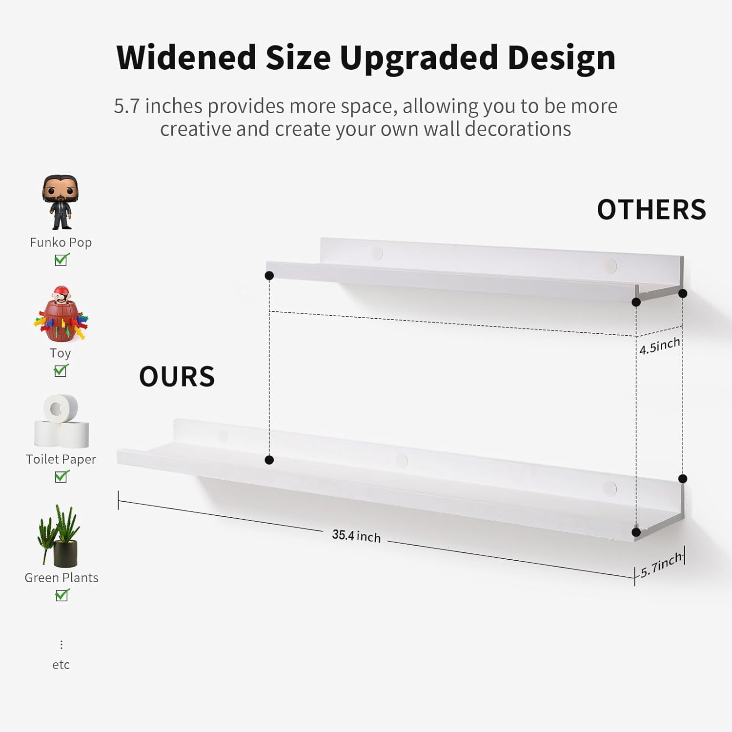 aduiopbnk Wall Mount Floating Shelves for Wall Solid Wood Floating Wall ...