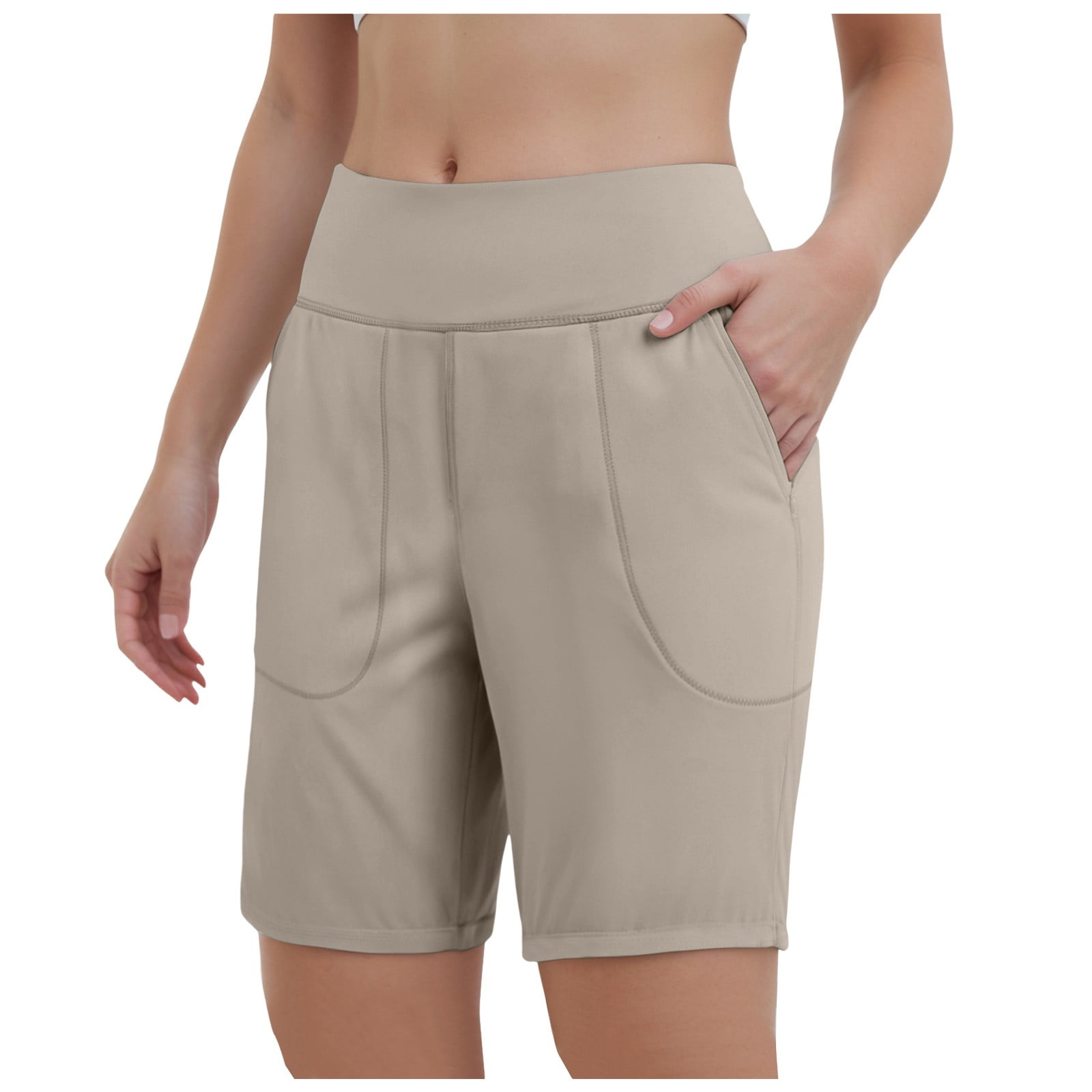 adviicd Bermuda Shorts for Women with Pocket Womens High Waisted Yoga ...