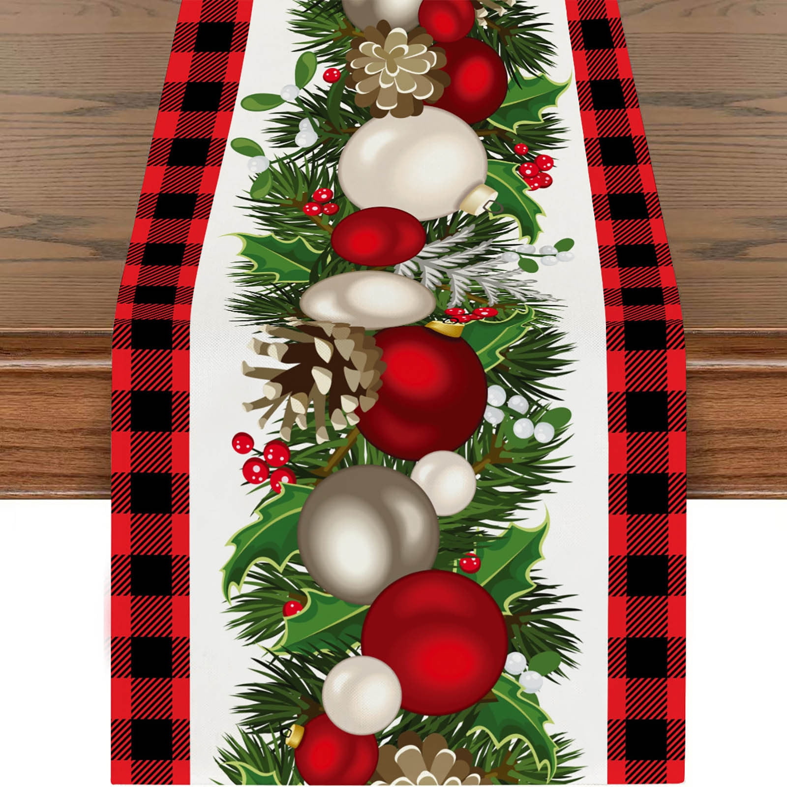 adviicd Black and Red Buffalo Check Plaid Christmas Table Runner Long ...