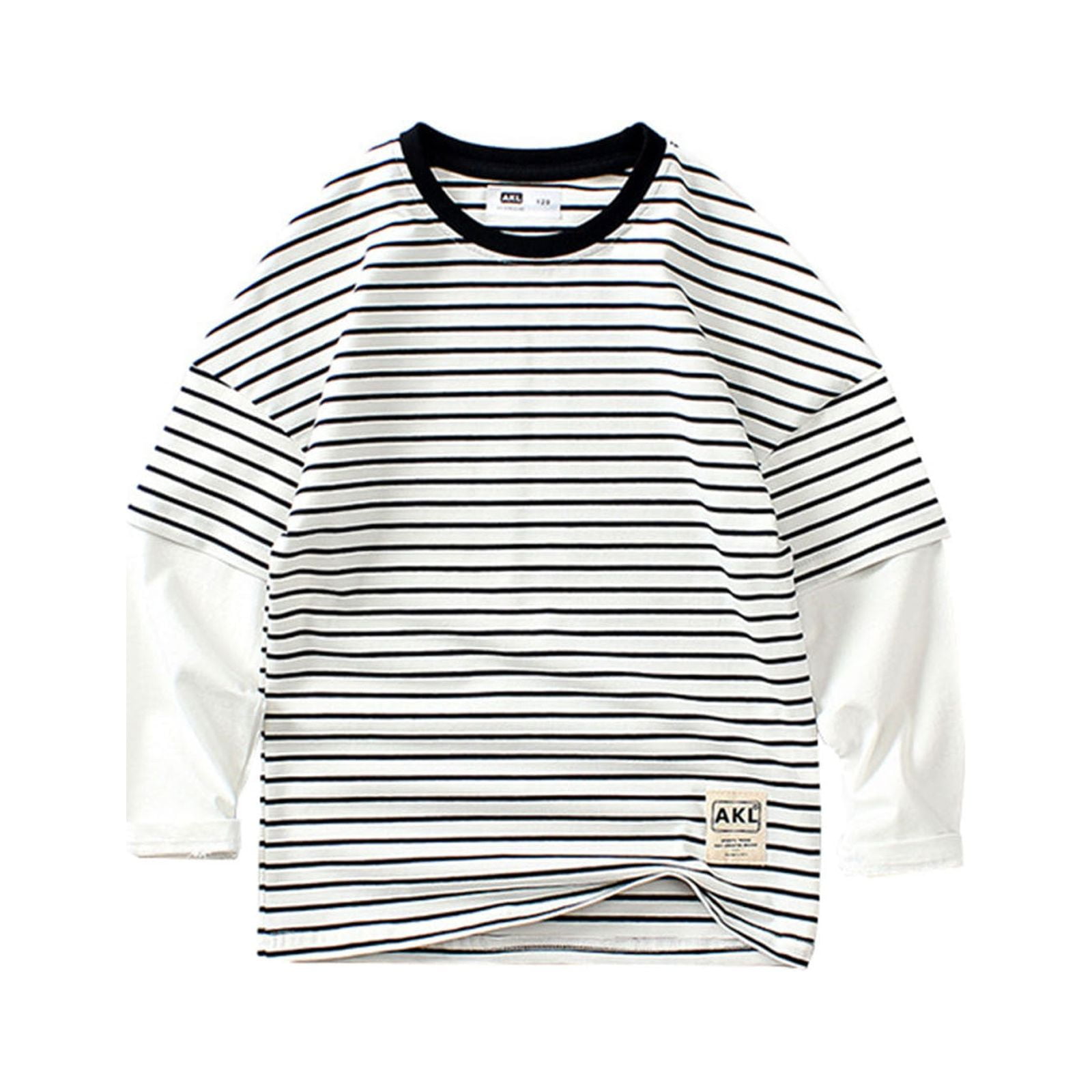 adviicd Boys Long Sleeve T Shirts Boys Long Sleeve T-Shirt (White,7-8 ...