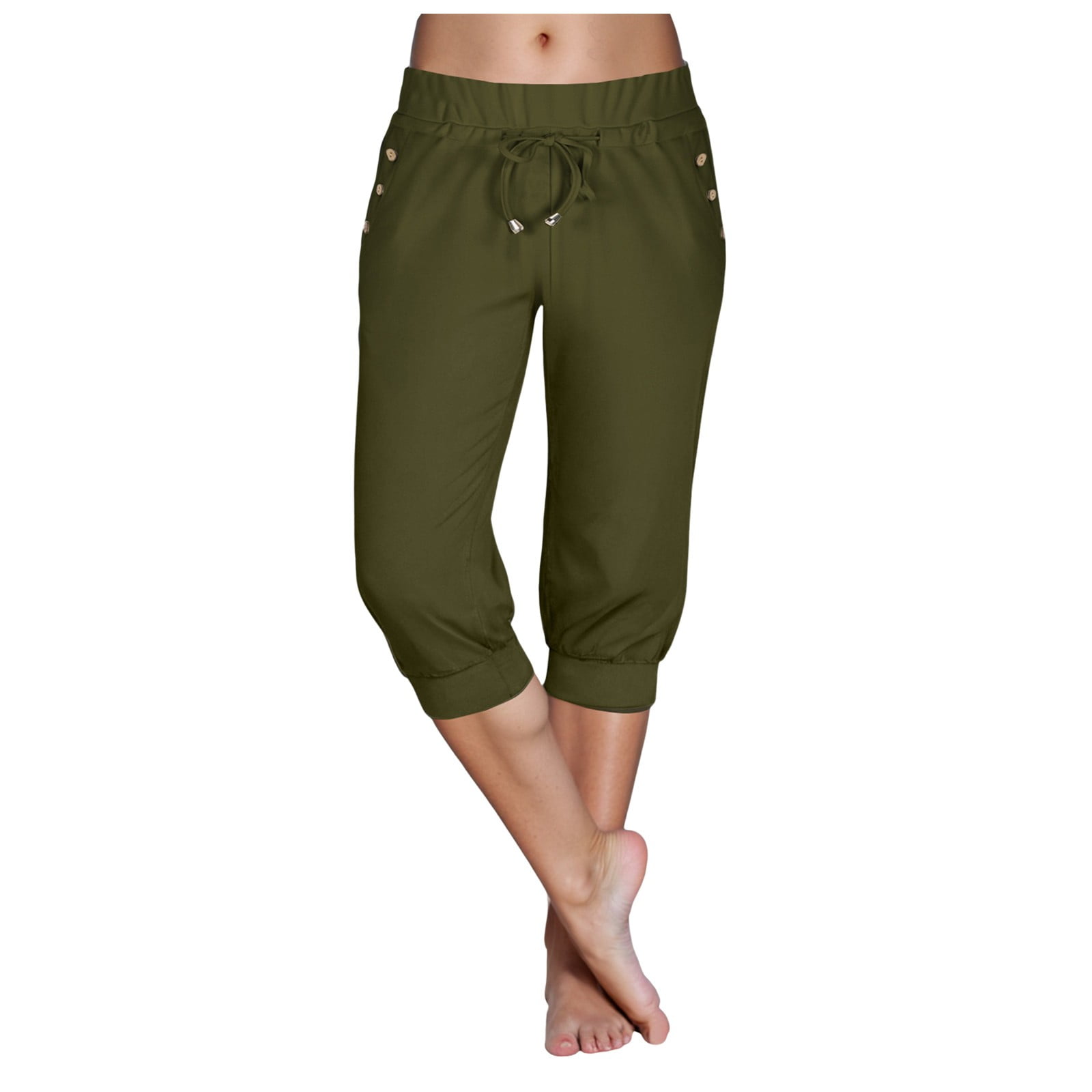 adviicd Capri Pants for Women High Waisted Drawstring Joggers Stretch ...