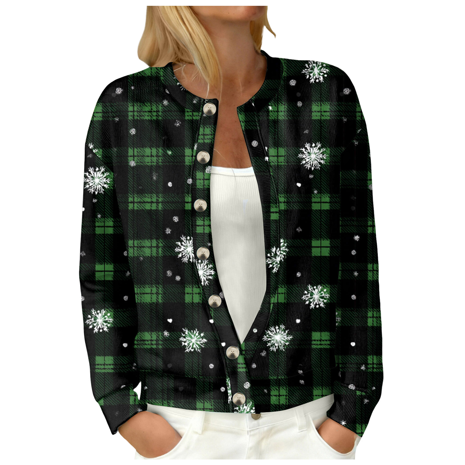 adviicd Christmas Cardigan Sweater for Women Open Front Holiday Graphic ...
