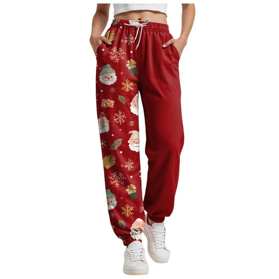 adviicd Christmas Pants for Women Baggy Sweatpants for Christmas Graphic Loose Fit Drawstring ...