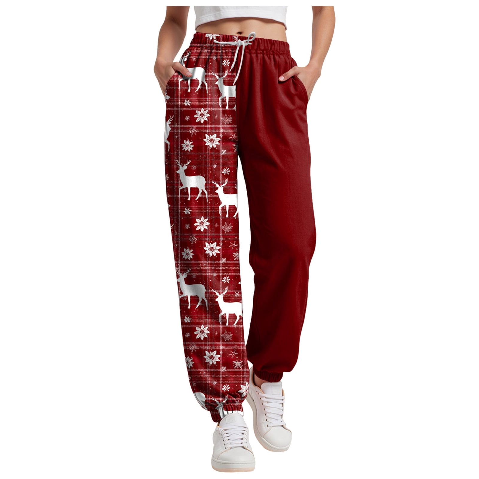 adviicd Christmas Sweatpants for Women Drawstring Xmas Print Fleece ...