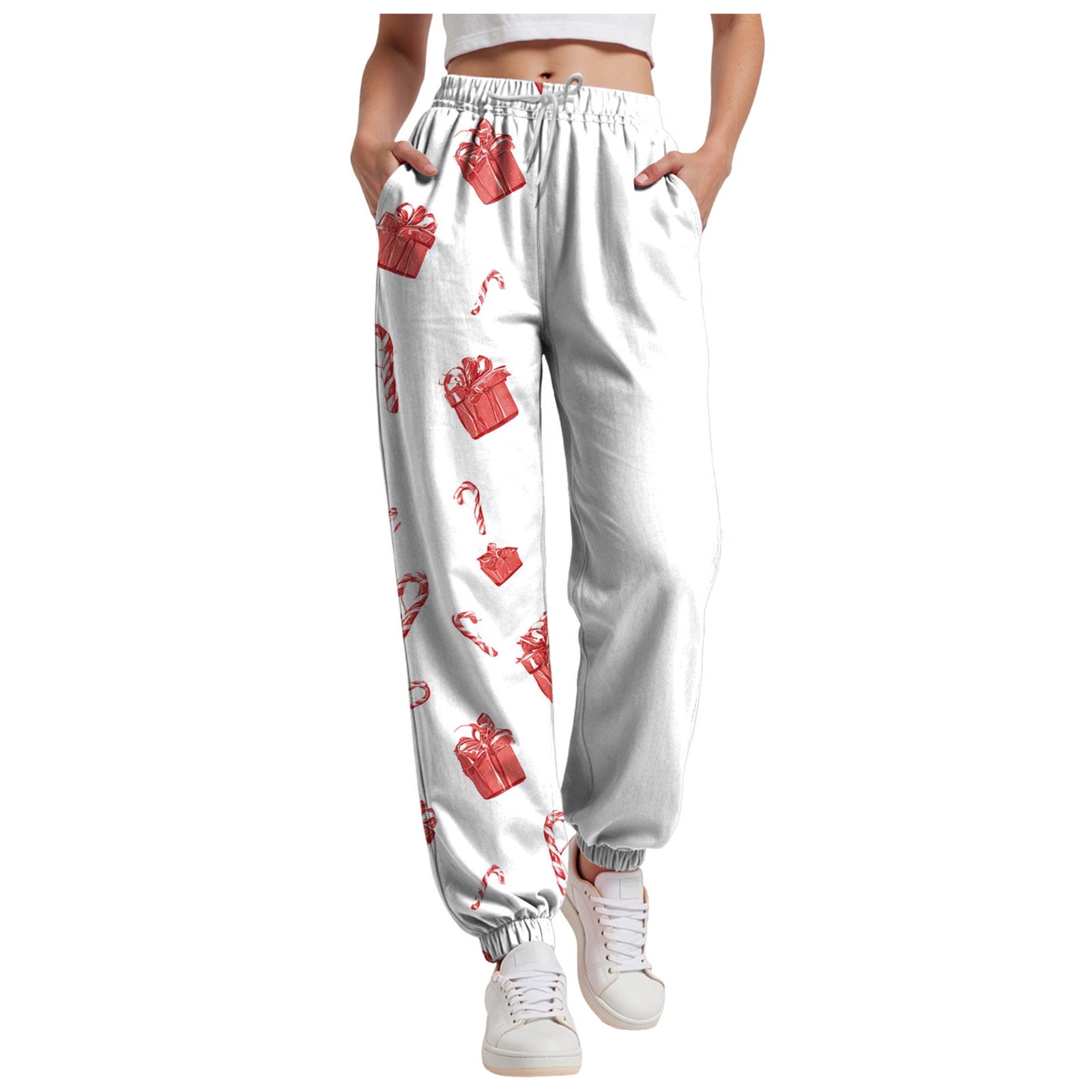 adviicd Christmas Sweatpants for Women Drawstring Xmas Print Fleece ...