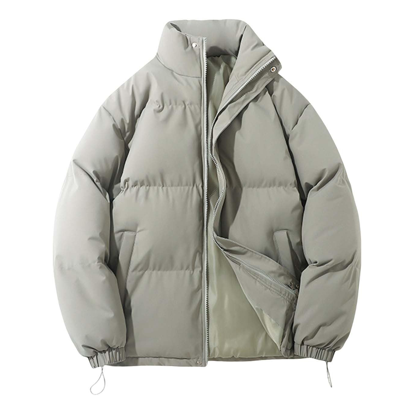 adviicd Couple's Collarless Puffer Coat, Unisex Thick Warm Quilted ...