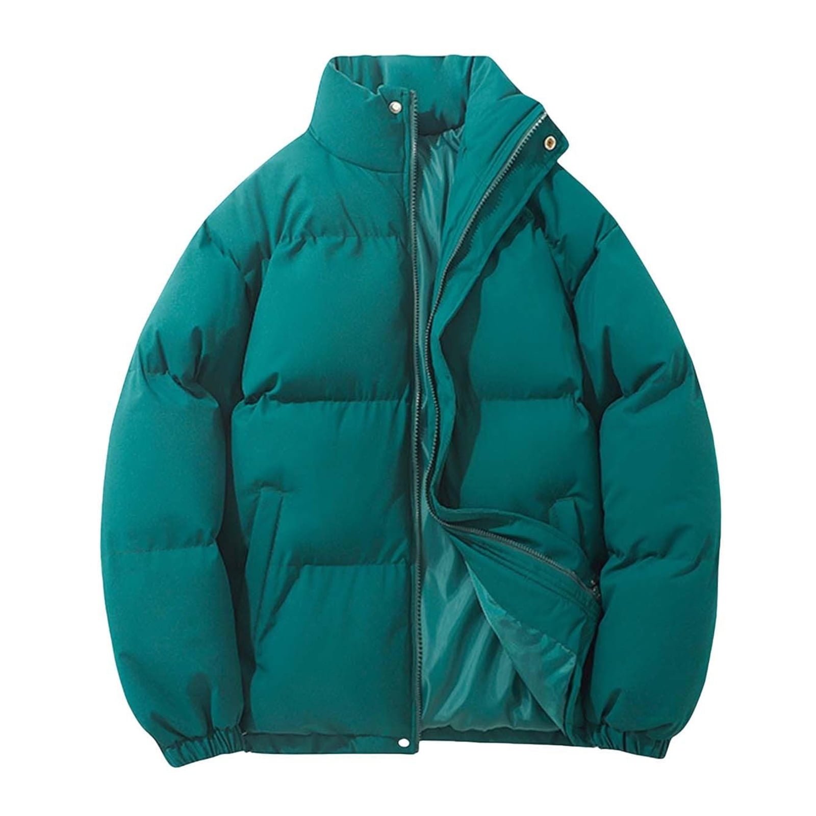 adviicd Couple's Collarless Puffer Coat, Unisex Thick Warm Quilted ...