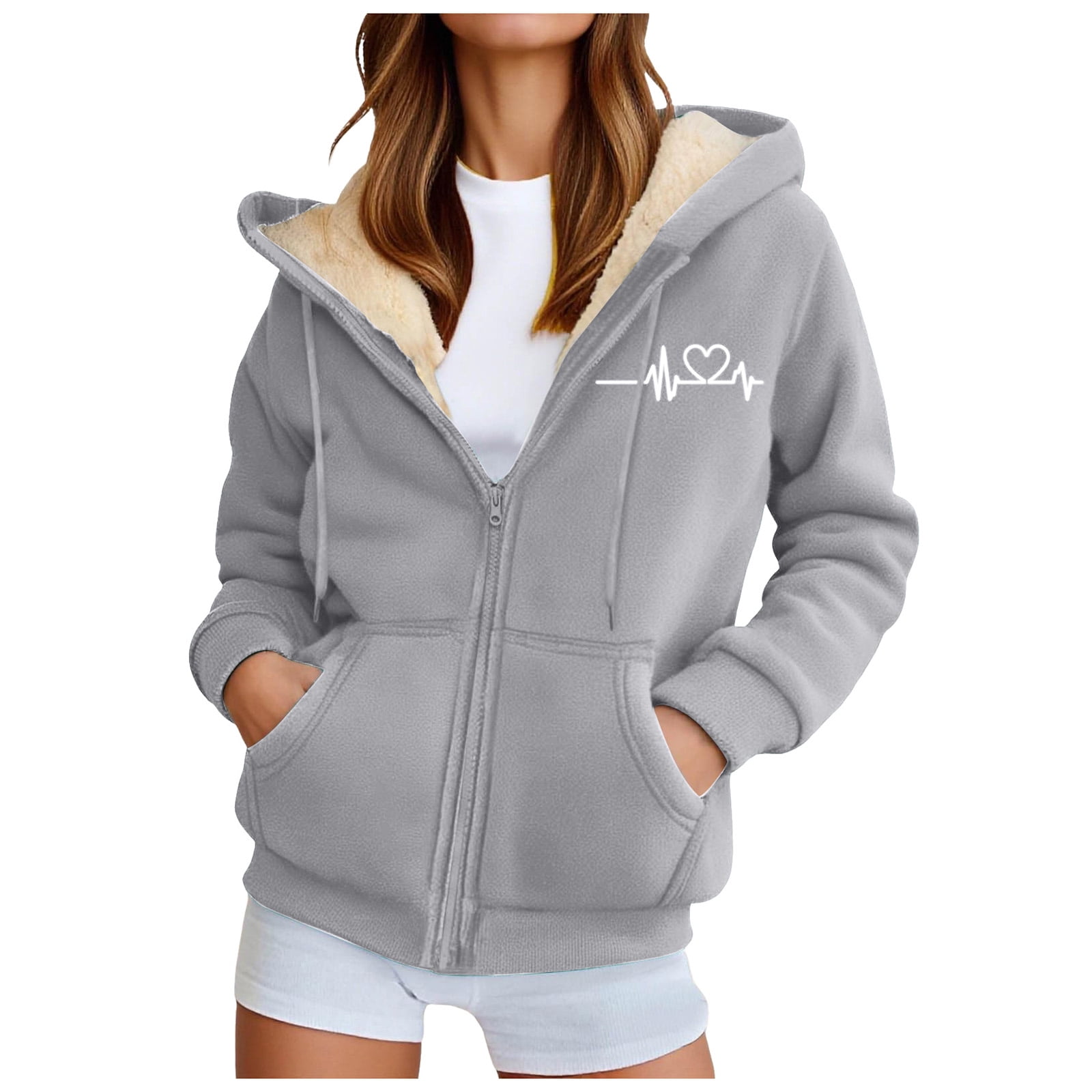 adviicd Fleece Jacket for Women Casual Full Zip Up Hoodie Warm Sherpa ...