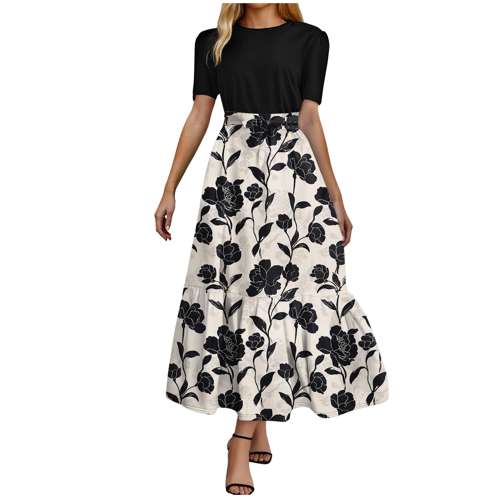 adviicd Floral Casual Dresses for Women 2025 Boho Flowy Dresses A Line ...