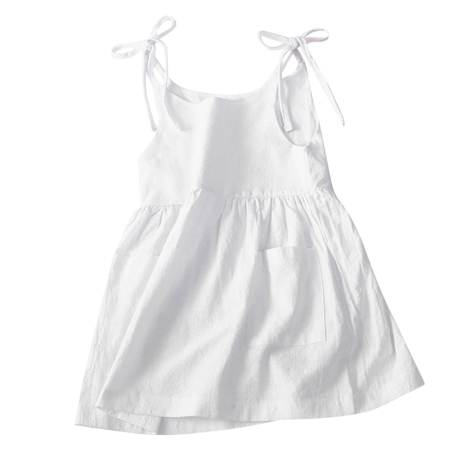 Adviicd Frilly Girl Dresses Toddler Kids Girls Soild Cotton Linen