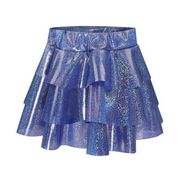 adviicd Girl Skirt Girl Sparkly Metallic Mini Skirt Princess Teen Disco ...