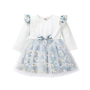 YEEDISON Toddler Girl Fall Clothes Floral Print Long Flying Sleeve Girls Dress Boho Kids Dresses ...