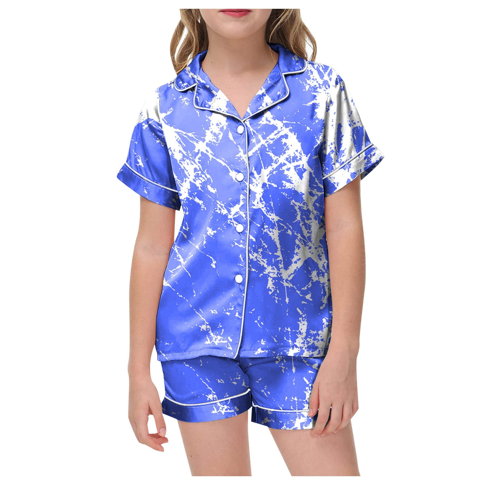 adviicd Girls Pjs Girls Pajamas Set, Soft Satin Lightweight Silk Button ...