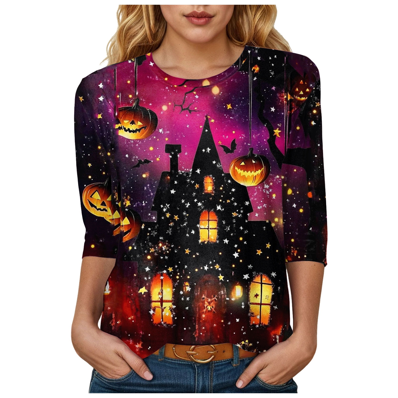 adviicd Halloween Costume Blouse for Women: Funny Cute Graphic Print 3/ ...