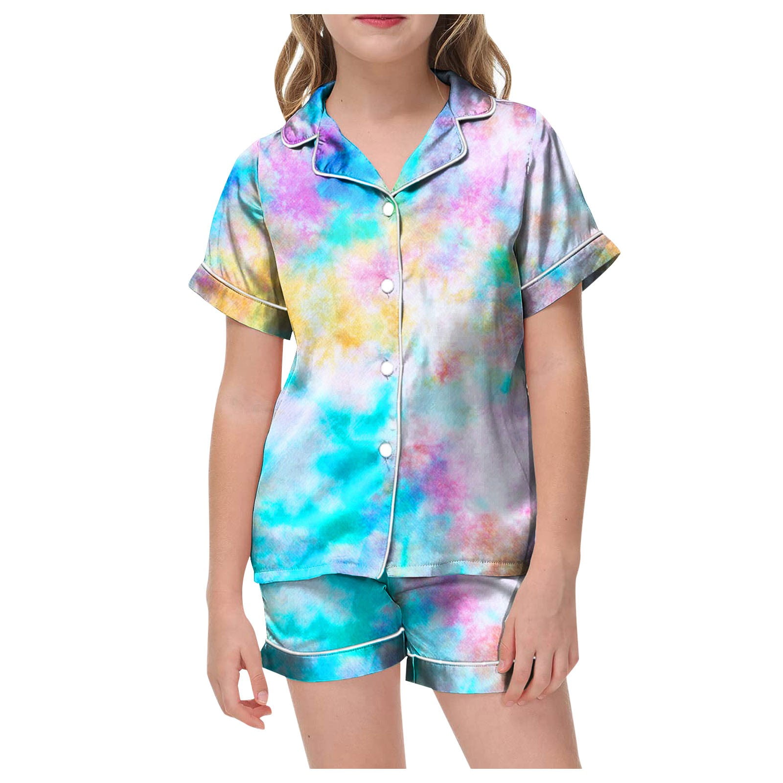 adviicd Kids Pajamas Girls Pajamas Set, Soft Satin Lightweight Silk ...