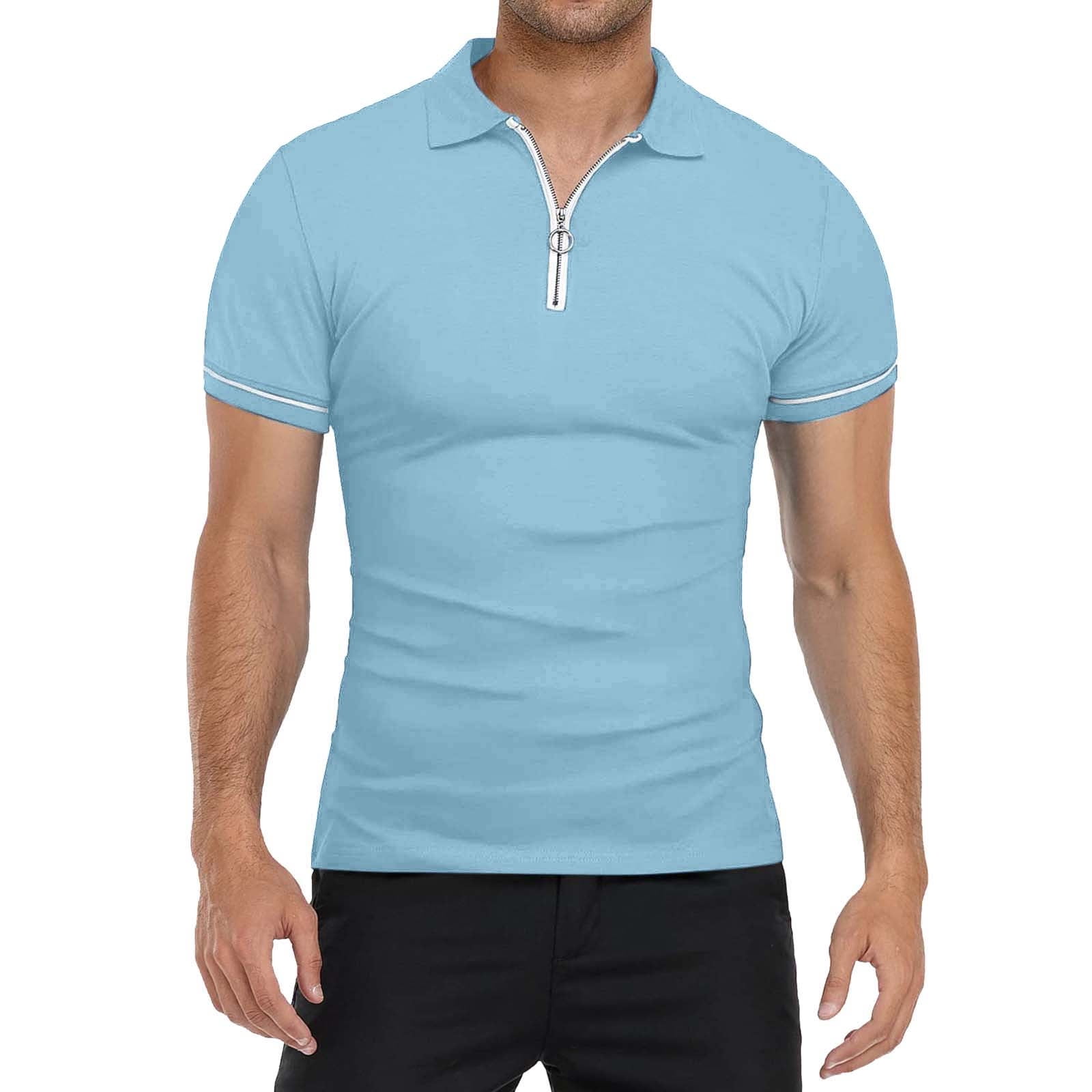 adviicd Light Blue White Polo Shirts for Men Fashion Men's Big and Tall ...