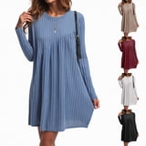 adviicd Long Sleeve Dress for Women Textured Sweater Dresses Loose ...