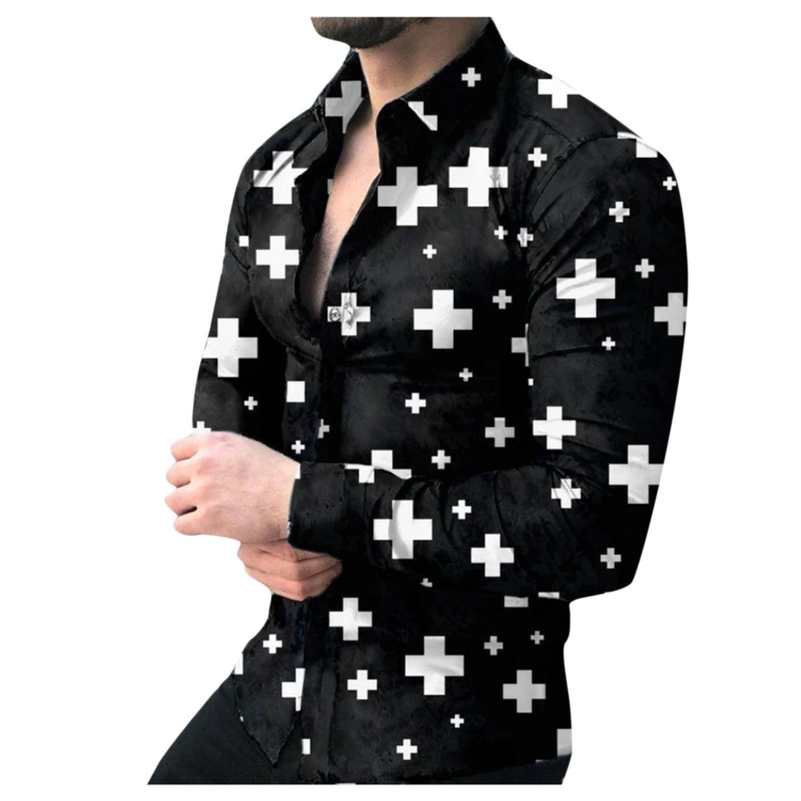 adviicd Long Sleeve Tee Shirts For Men Men's Banded Collar Dress Shirt ...