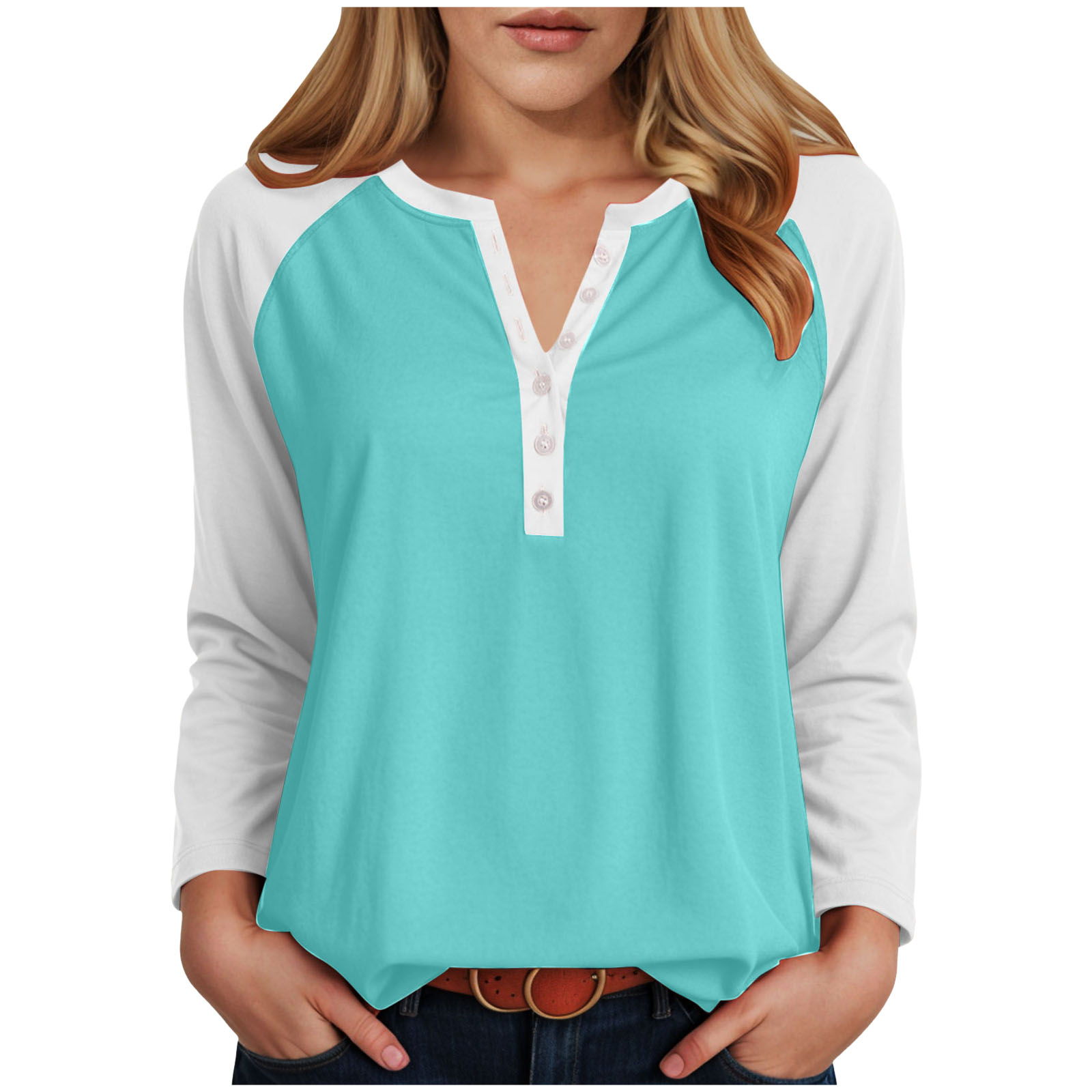 adviicd Long Sleeve Tops for Women 2025 Fall Henley Neck Shirts Fall ...
