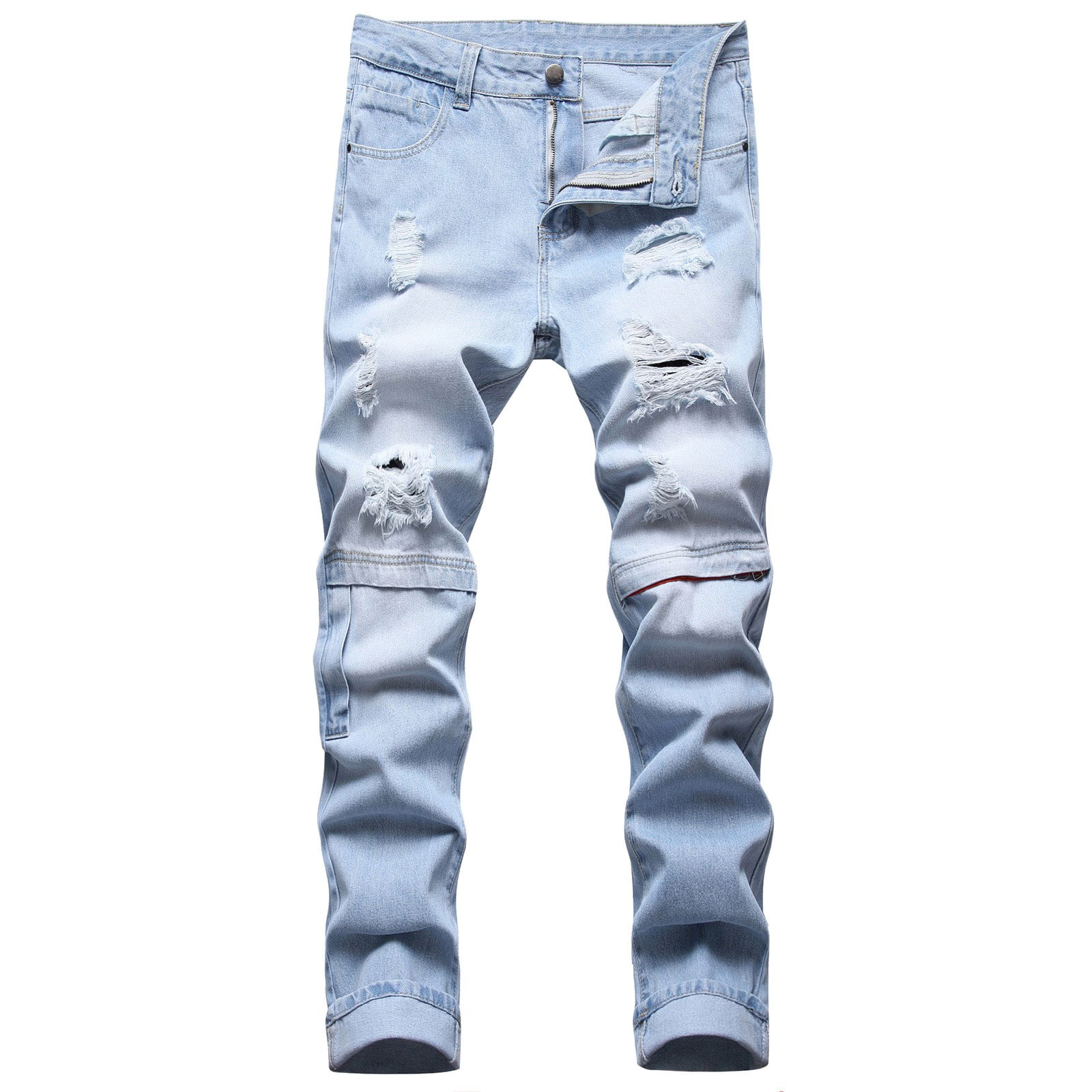 adviicd Mens Jeans Relaxed Fit Men's Vintage Jeans Ripped Hole Straight ...