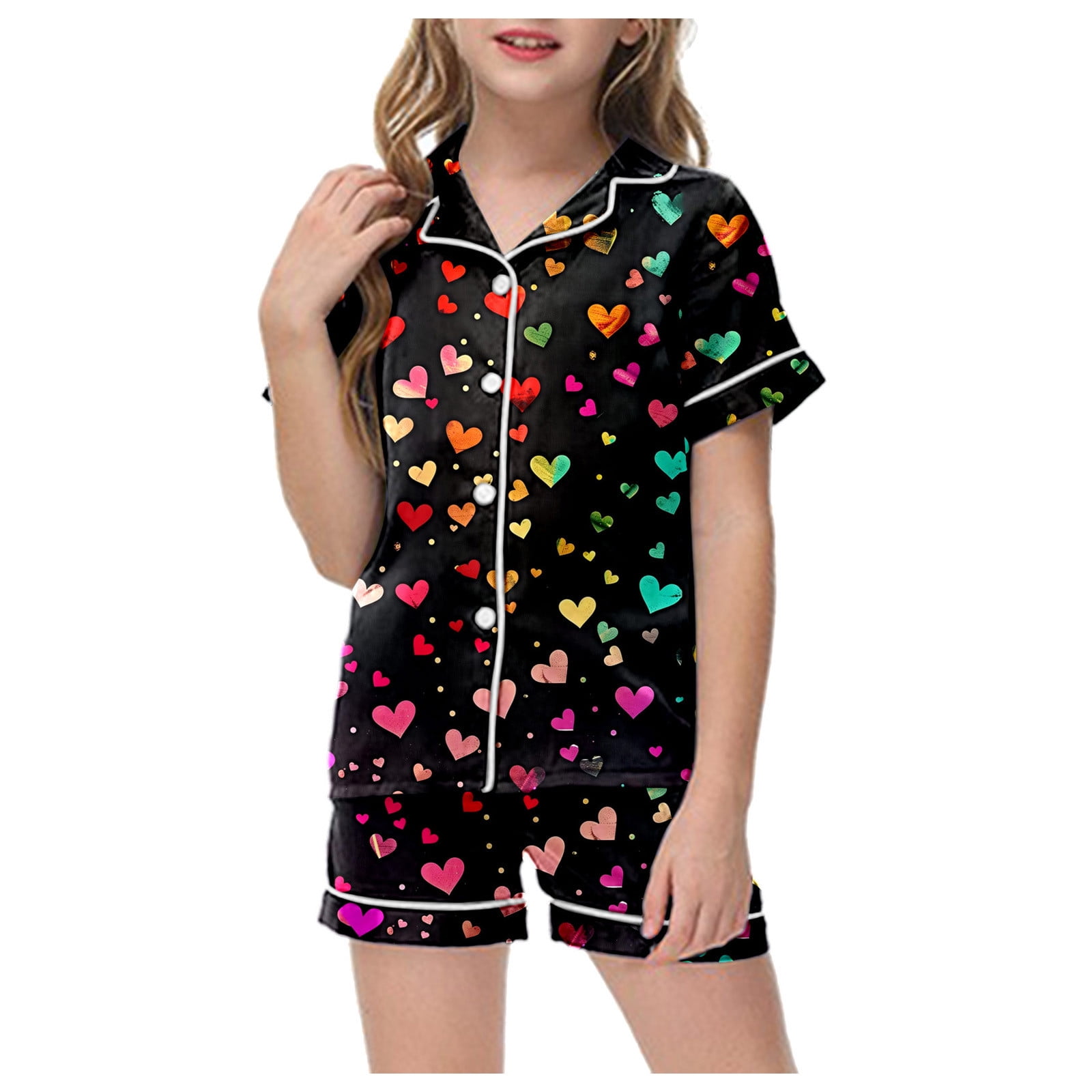 adviicd Pajamas for Girls Girls Pajamas Satin Pajama Set Silk Pjs Short ...