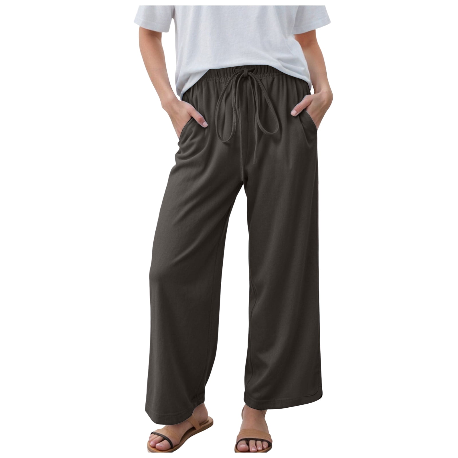 adviicd Pants for Womens Palazzo Pants Drawstring Wide Leg Harem Pant ...