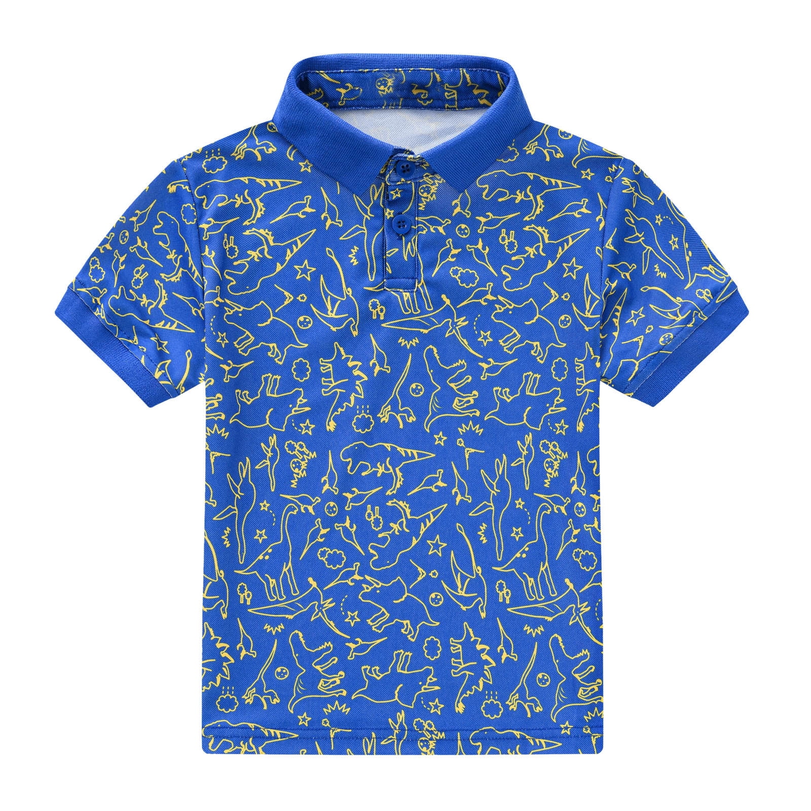 adviicd Patterned Polos for Boys: Short-Sleeved Fashion (Blue,5-6 Years ...