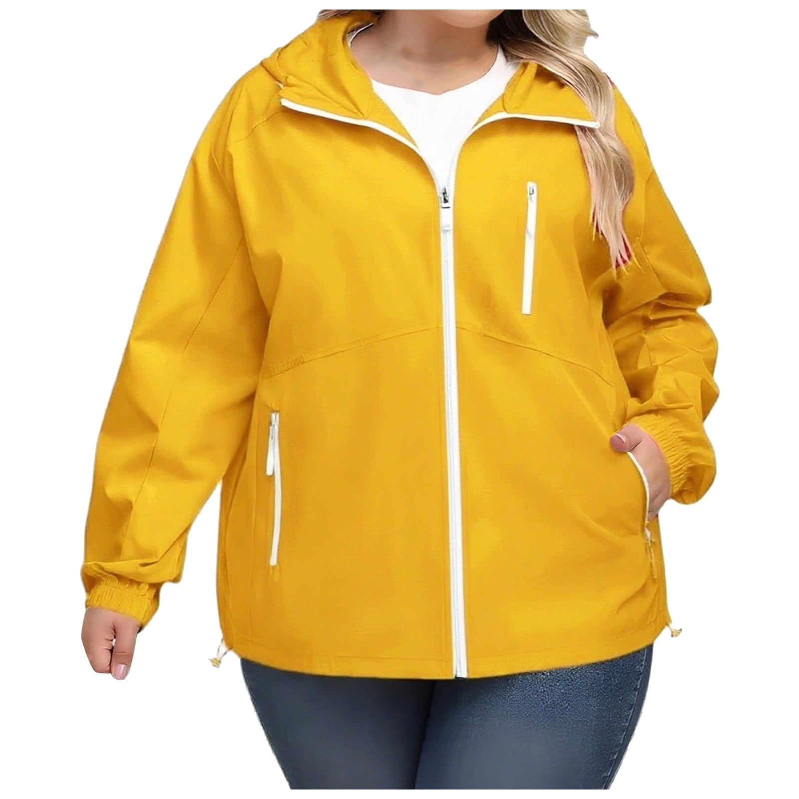 adviicd Plus Size Womens Rain Jacket with Hood Waterproof Raincoats ...