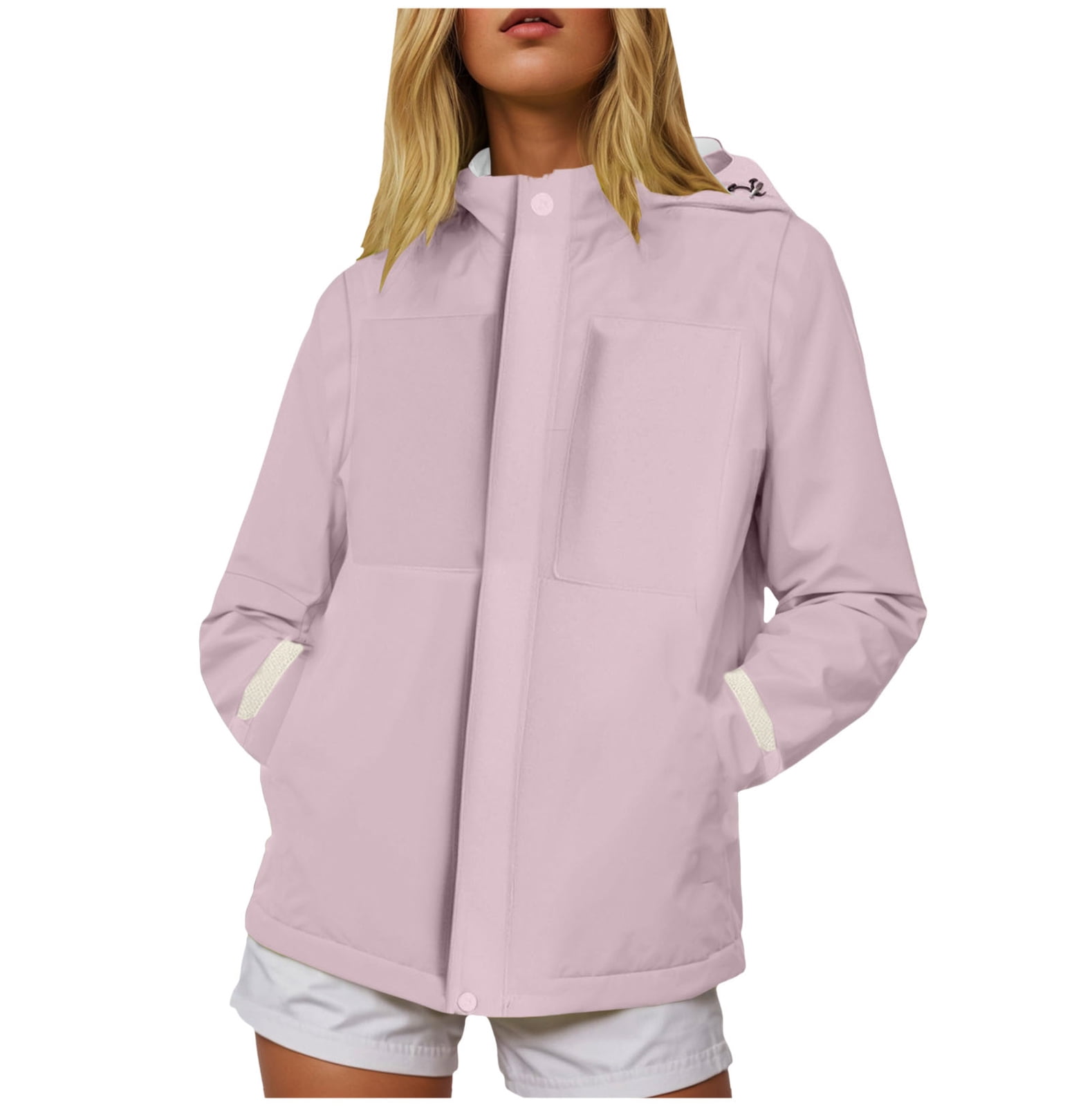 adviicd Rain Jacket for Women Casual Lightweight Long sleeve Raincoat ...