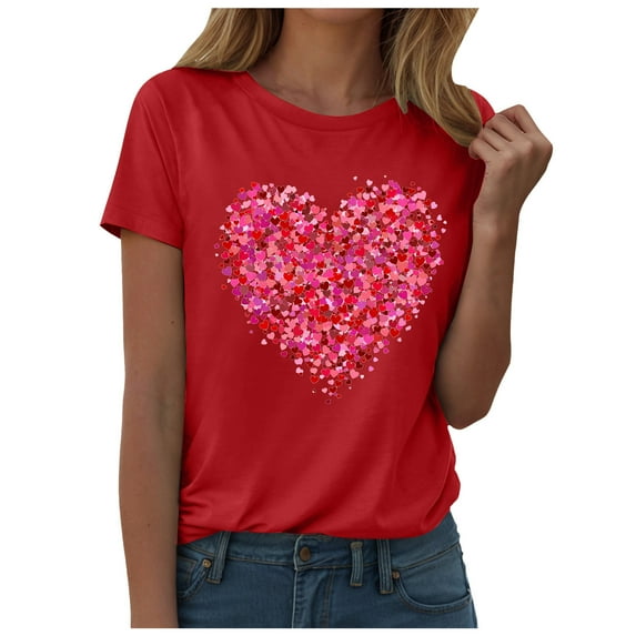adviicd Shirts for Women Funny Love Heart Sparkling Graphic Tee Short ...