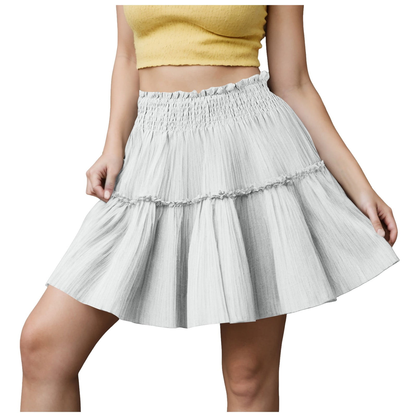 adviicd Skirts for Women Ruffled Tiered Skirt High Waist Mini Flowy ...