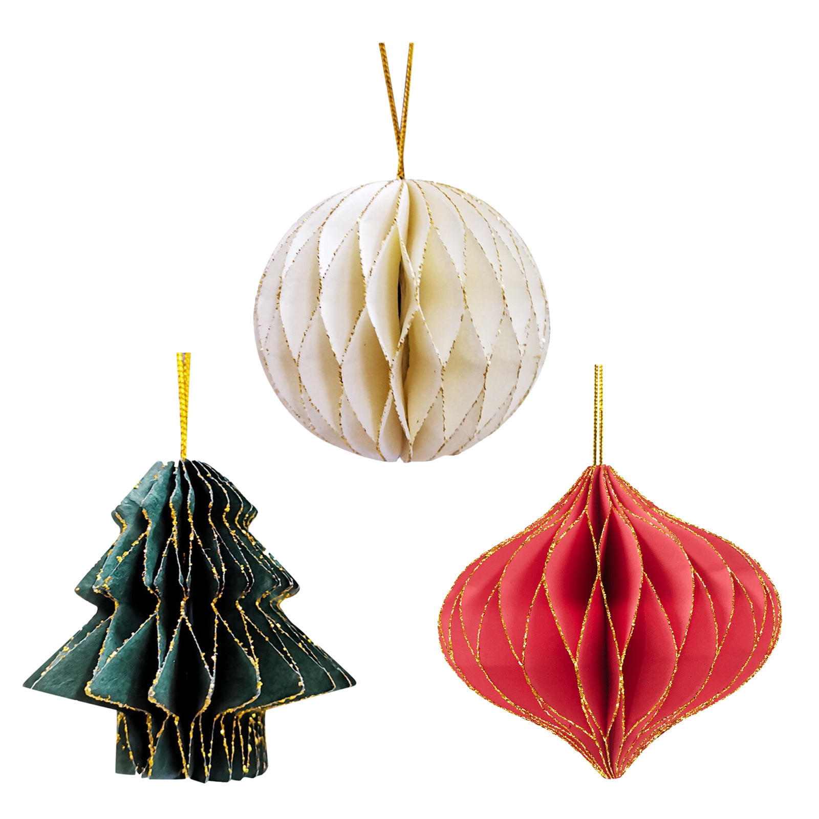 adviicd Sparkling Holiday Decor: Set of3 Festive3D Mini Glitter-Edged ...