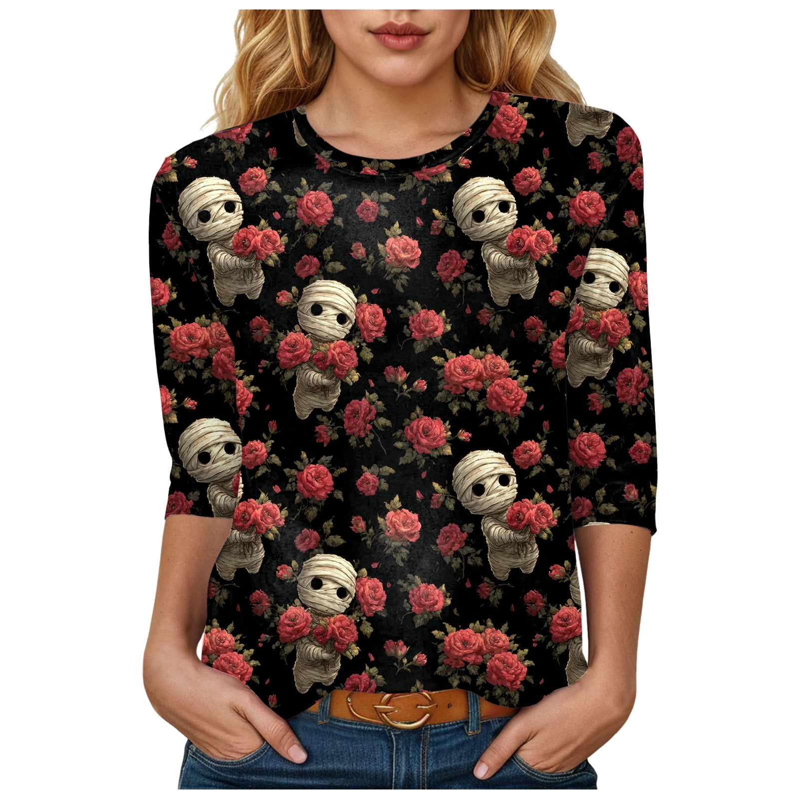 adviicd Spooky Season Essential: 2025 Women's Halloween Crewneck Tee ...